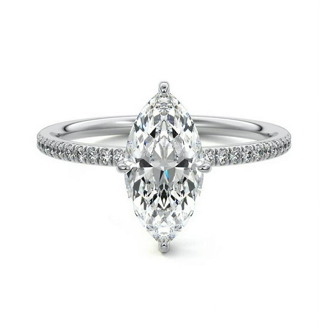 Ethan Jewel Silver 14K White Gold Over Rings - Marquise Cut Excellent 2 ...