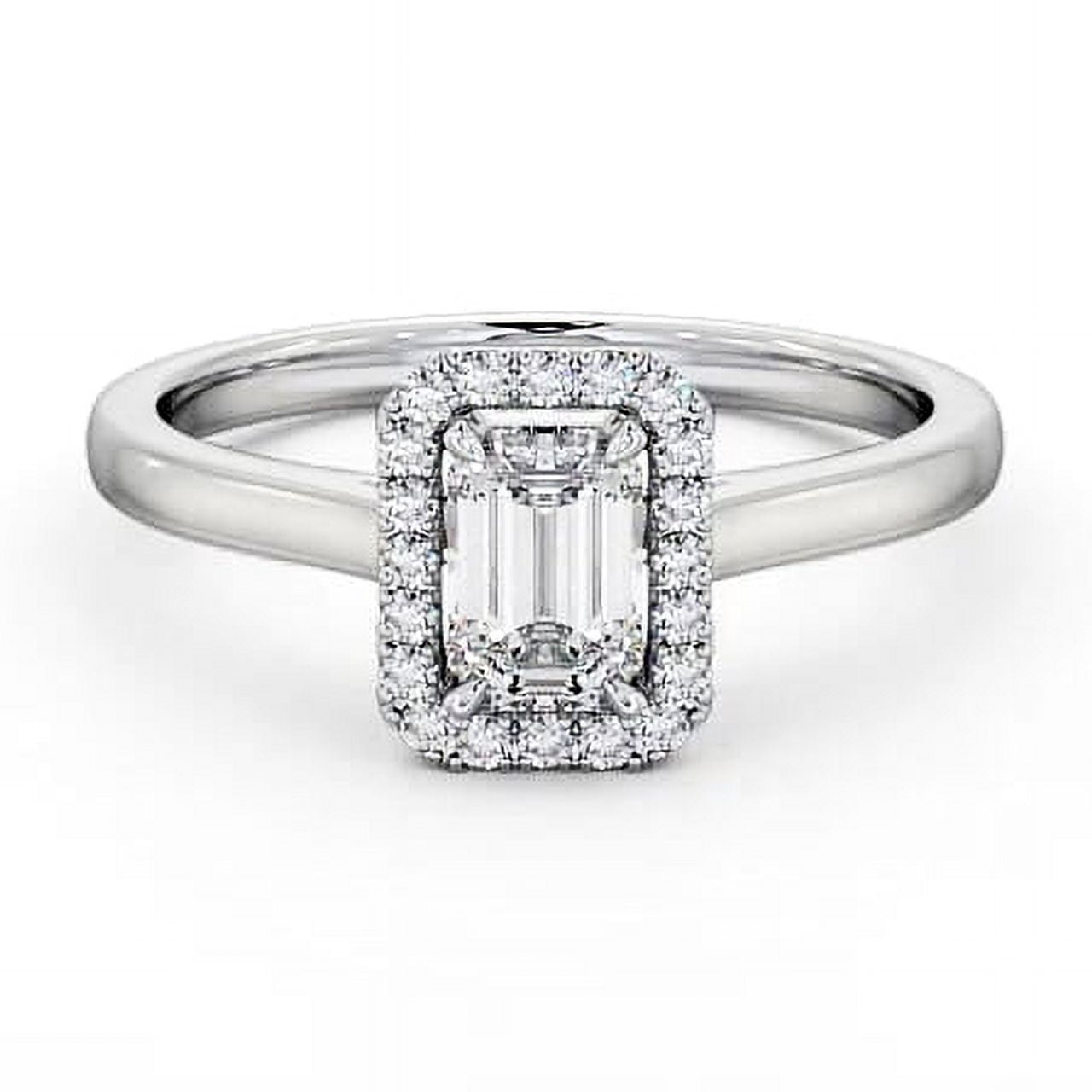 Ethan Jewel Silver 14K White Gold Plated Ring - Emerald Cut Excellent 1 ...