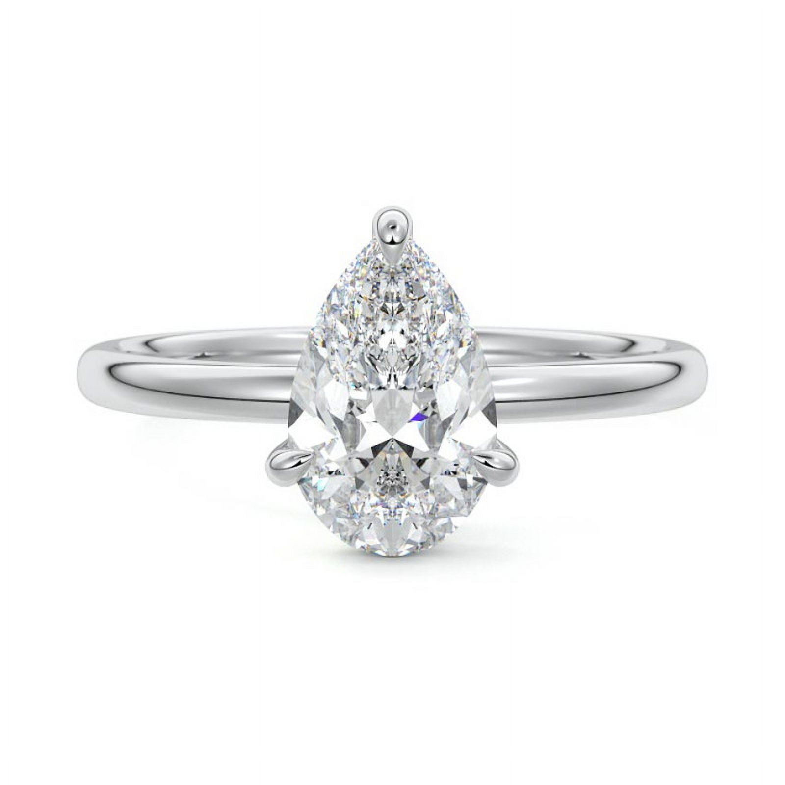Ethan Jewel 14K White Gold Plated Diamond Ring - 1.9 Ct VVS1 Pear Cut ...