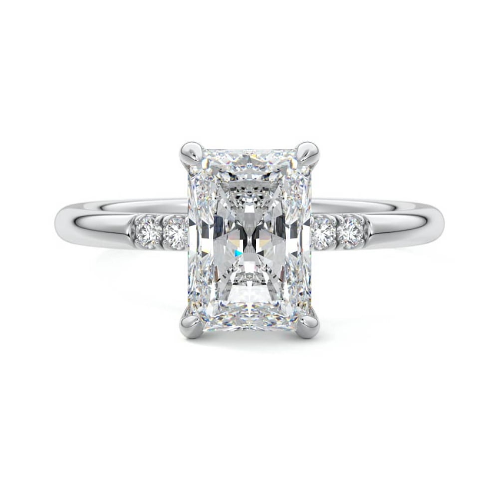 Ethan Jewelry 1.4 Ct Radiant Cut Lab Moissanite Ring - 14K White Gold ...