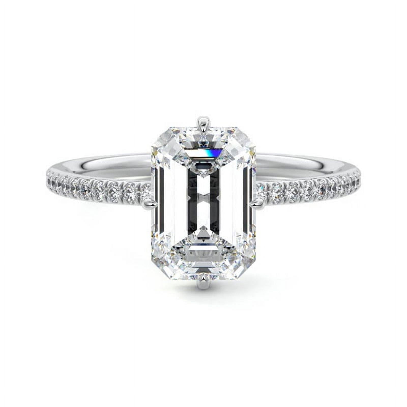 Ethan Jewelry 1.66 Ct Emerald Cut Moissanite Engagement Ring for Women ...