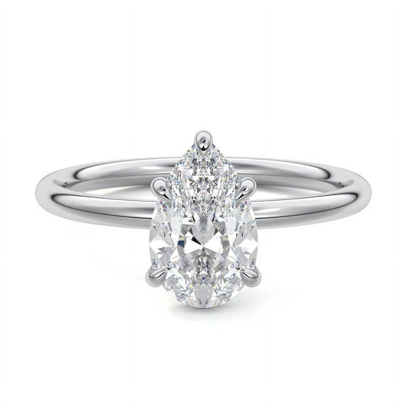 Ethan Jewelry 1.7 Ct Pear Cut Moissanite Wedding Ring - 14K White Gold ...