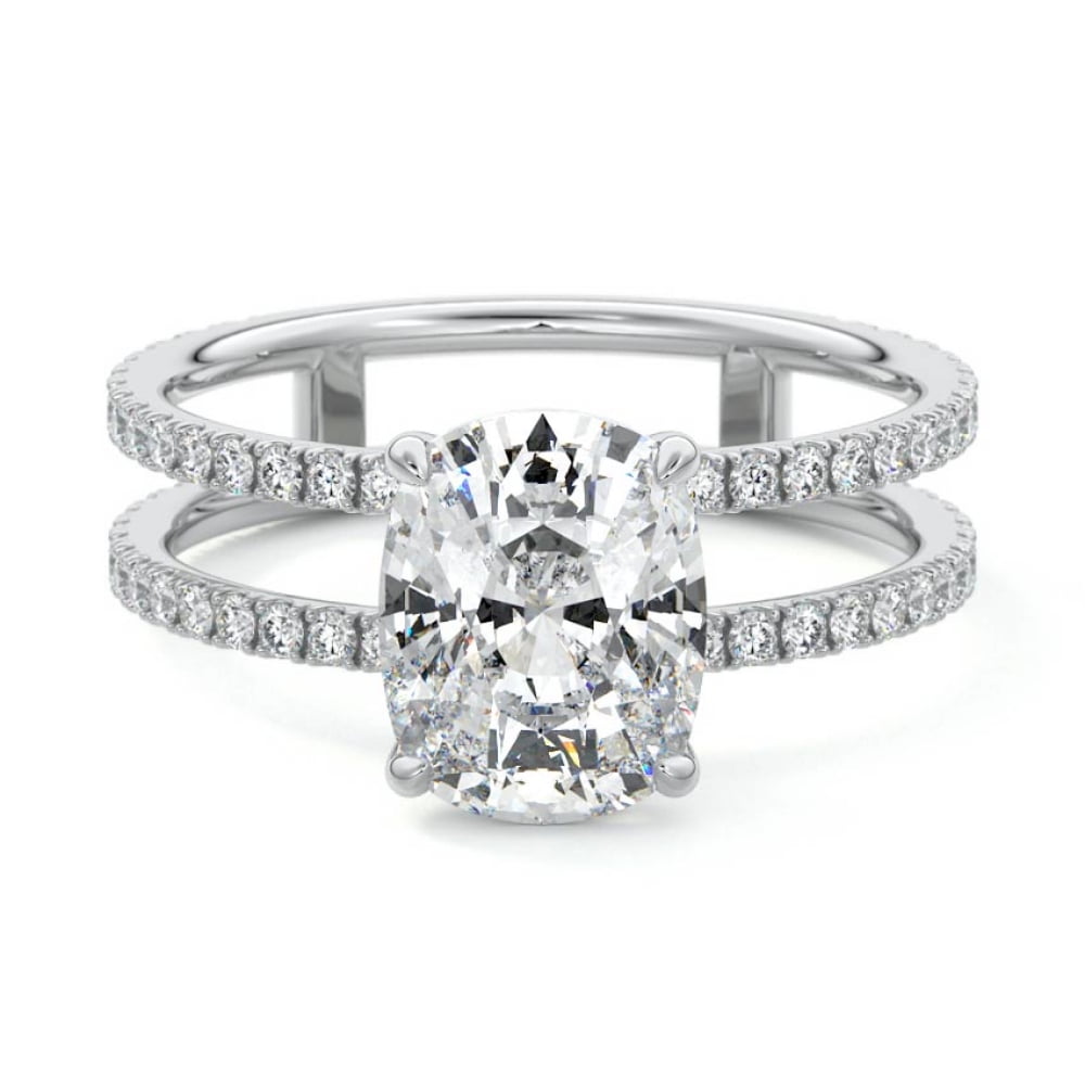 Ethan Jewelry 1.9 Ct Cushion Cut White Moissanite Ring - 14K White Gold ...