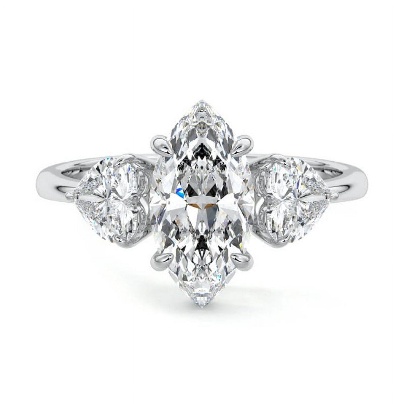 Ethan Jewelry 14K White Gold Plated Ring for Her - 1.9 Ct Marquise Cut ...
