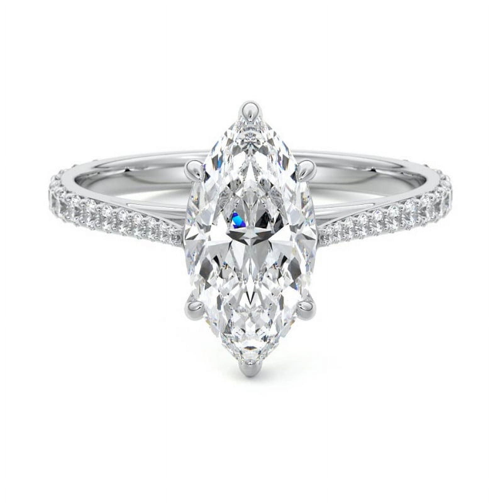 Ethan Jewelry 14K White Gold Plated Ring - 2.28 Ct VVS1/D Marquise Cut ...