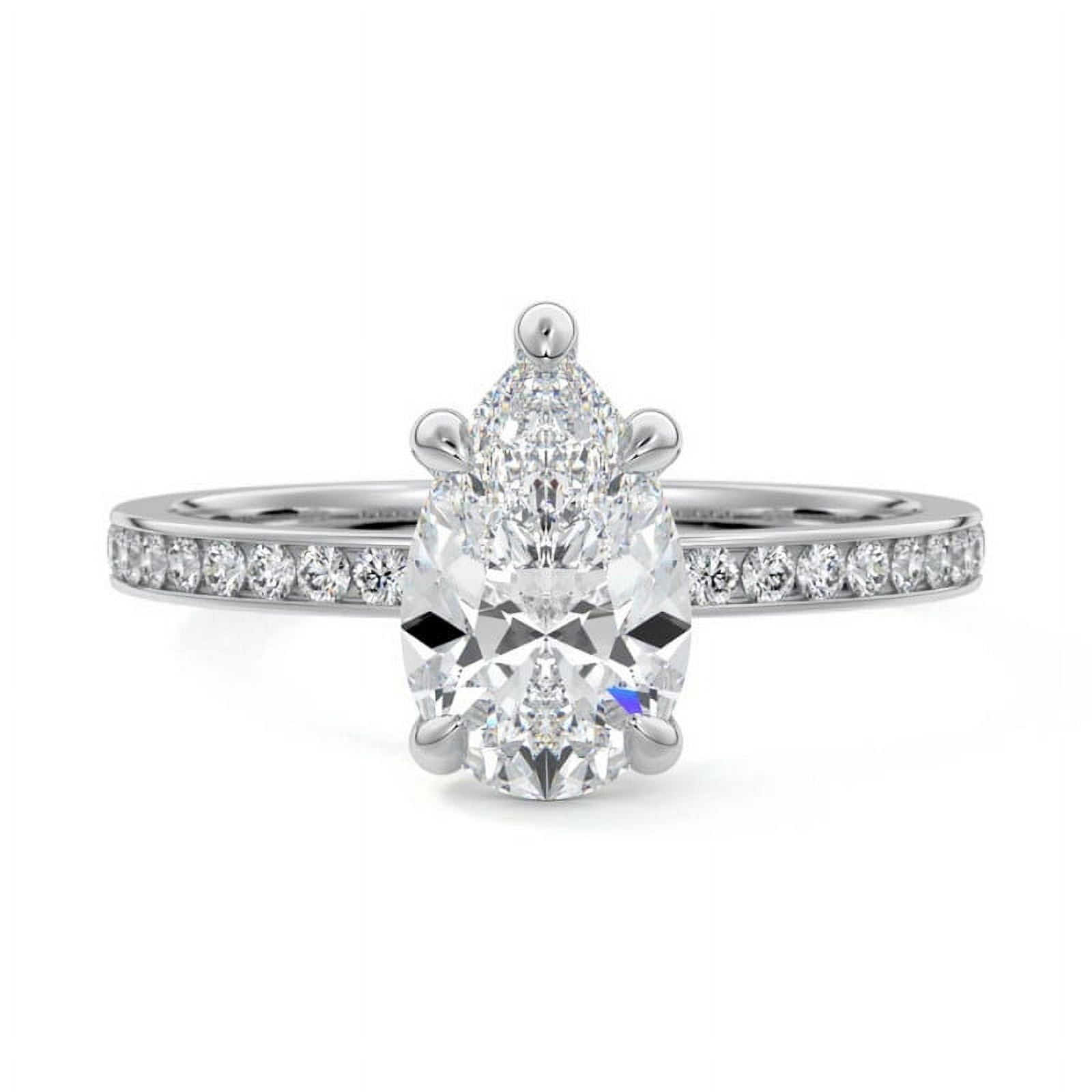Ethan Jewelry 14K White Gold Plated Ring - Moissanite Pear Cut 2.18 Ct ...