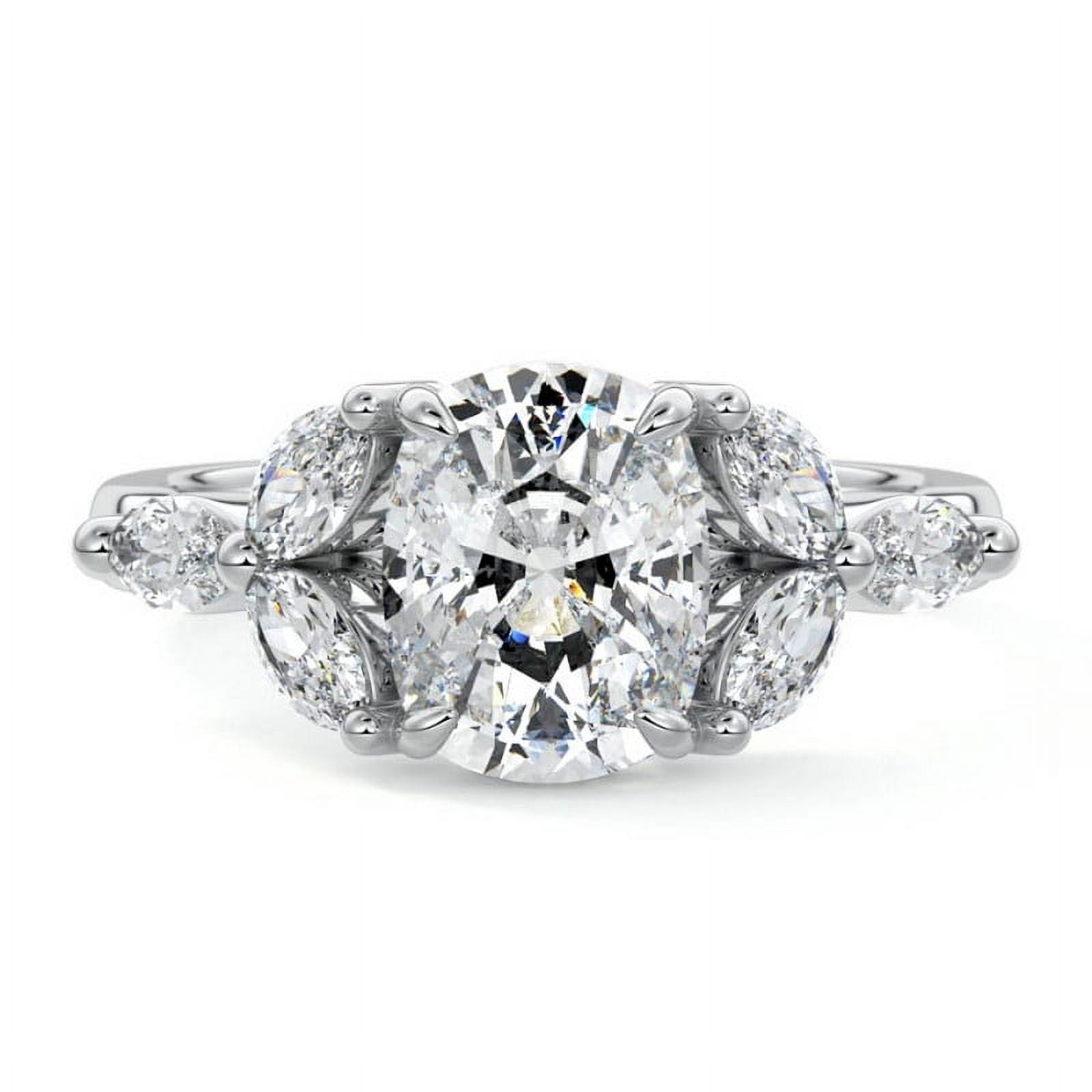 Ethan Jewelry 14K White Gold Plated Ring for Women's - 2.1 Ct Cushion ...