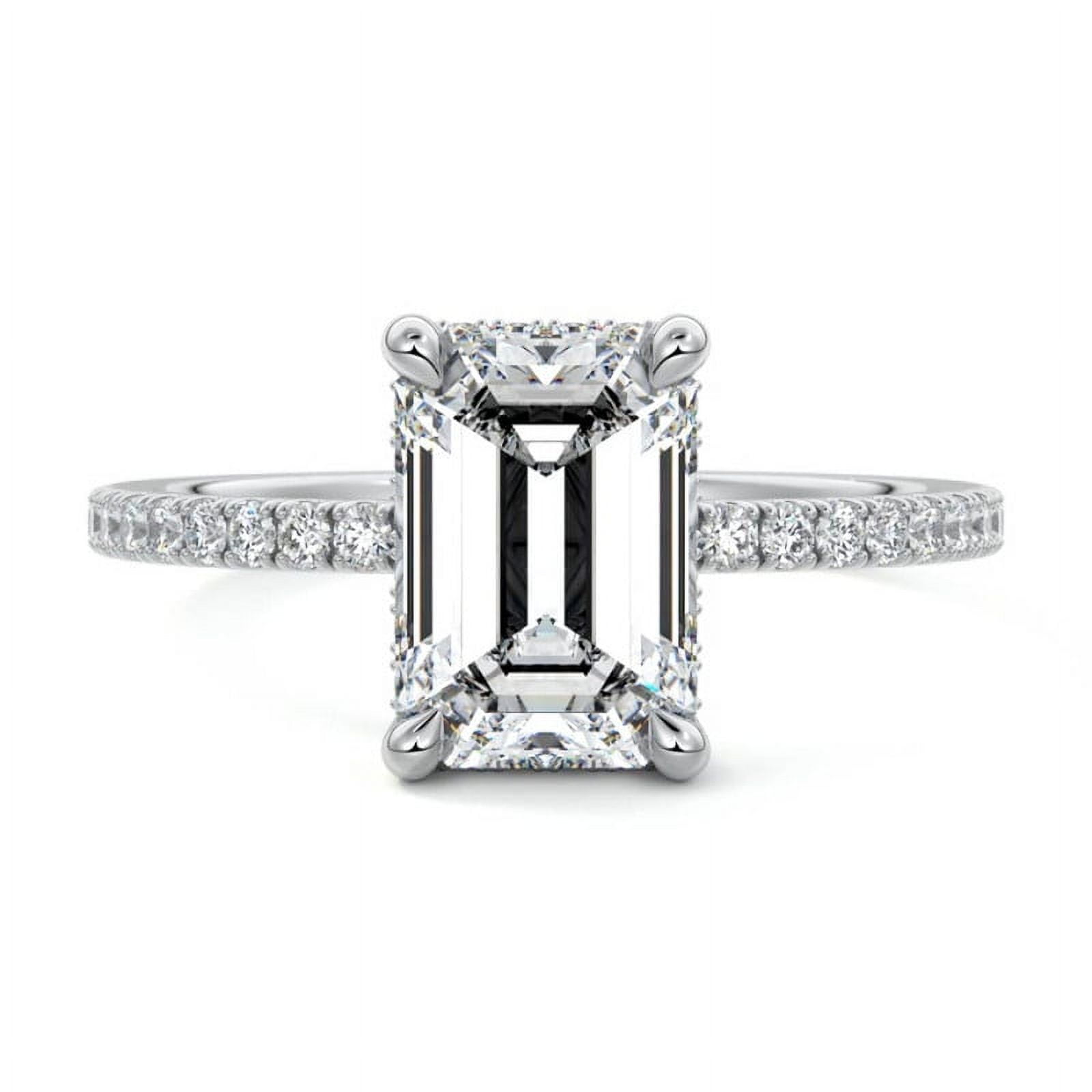 Ethan Jewelry 2.1 Ct Emerald Cut Moissanite Ring - 14K White Gold ...