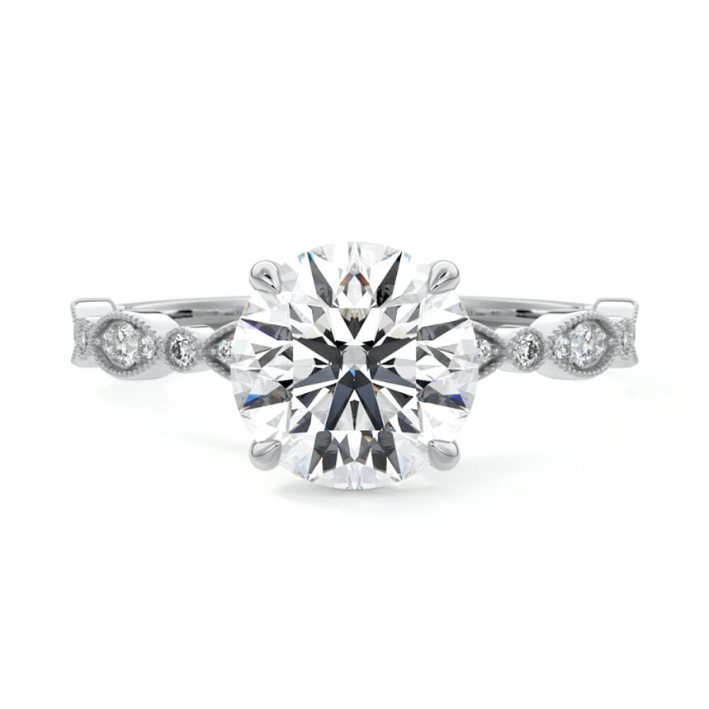 Ethan Jewelry 2.2 Ct Round Cut Moissanite Ring - 14K White Gold Plated ...