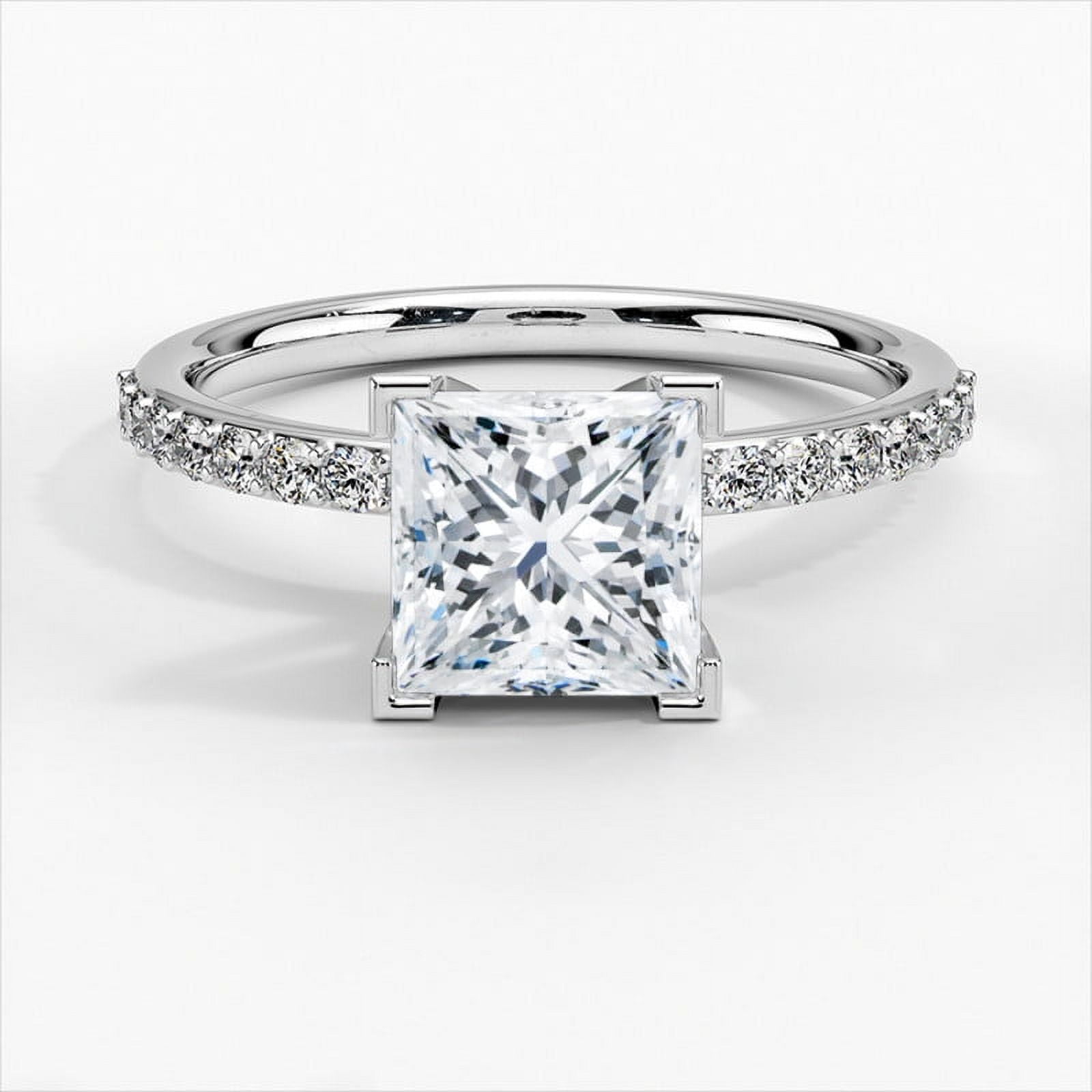 Ethan Jewelry 2 Ct Princess Cut Moissanite Ring - 14K White Gold Plated ...