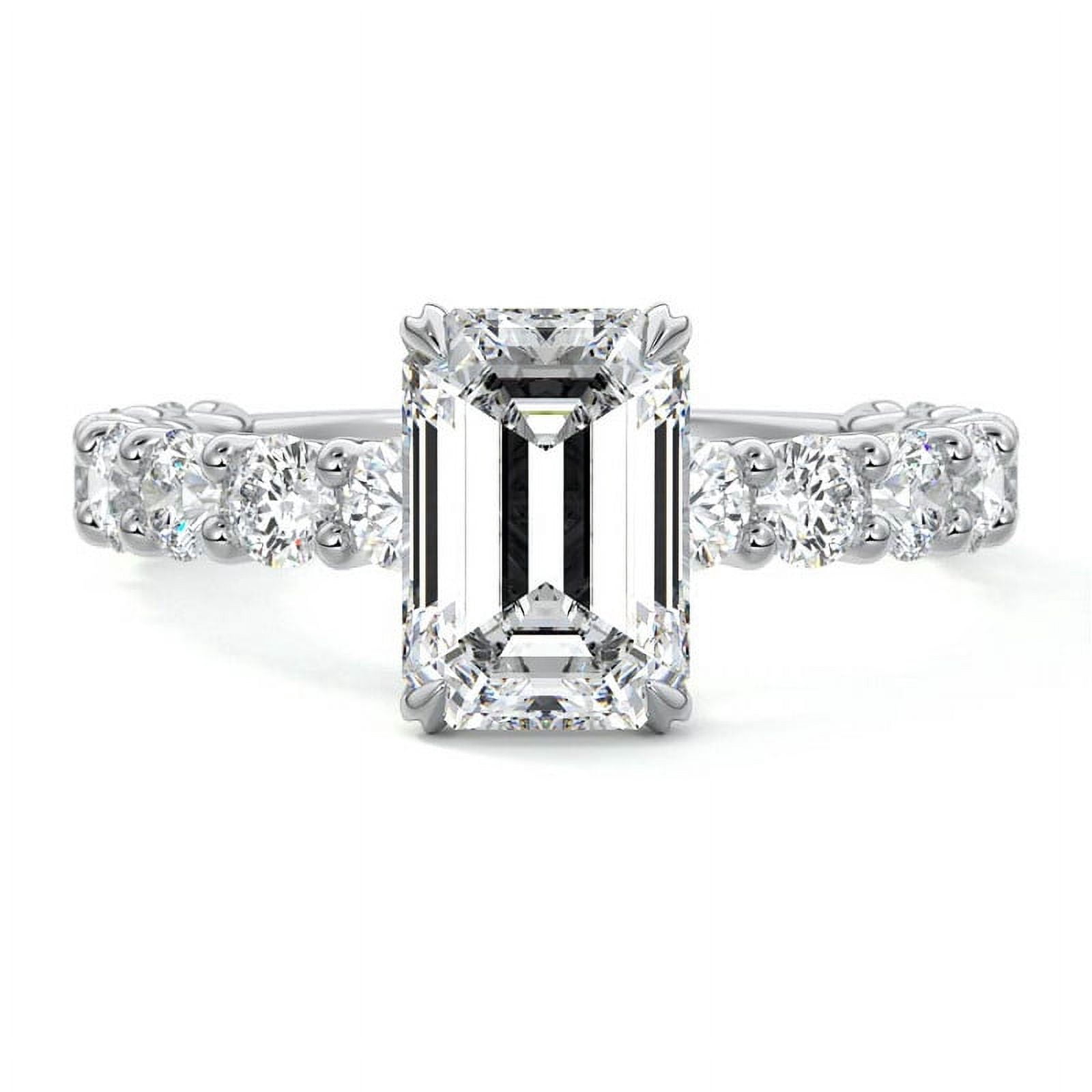 Ethan Jewelry Emerald Cut 2 Ct Moissanite Ring for Her - 14K White Gold ...
