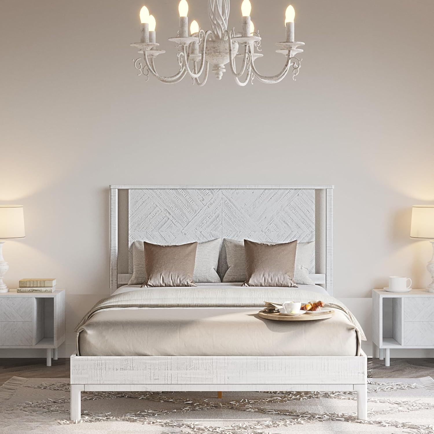 Ethan Queen Platform Bed Frame with Headboard - Rustic & Boho Style ...