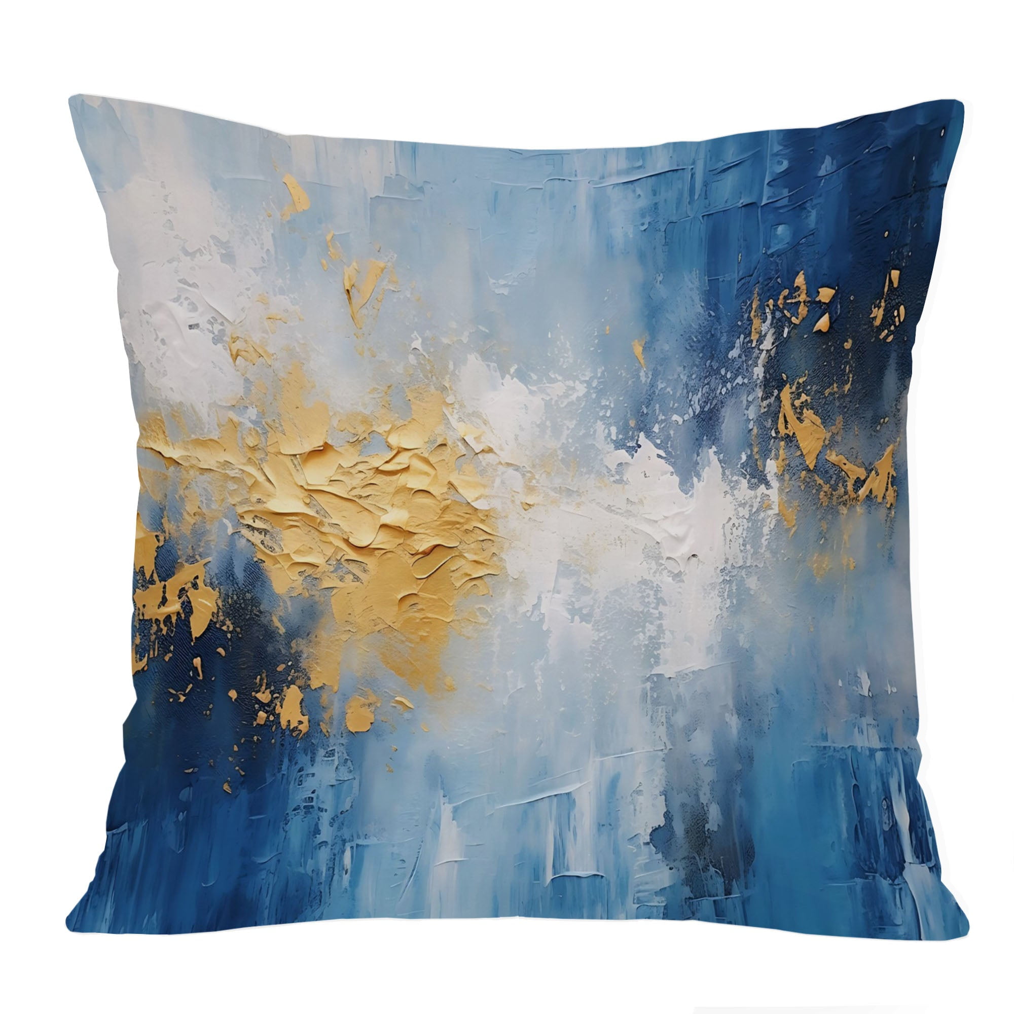 Ethan Taylor Abstract Throw Pillow Soft Cushion Cover 'Blue and Gold ...