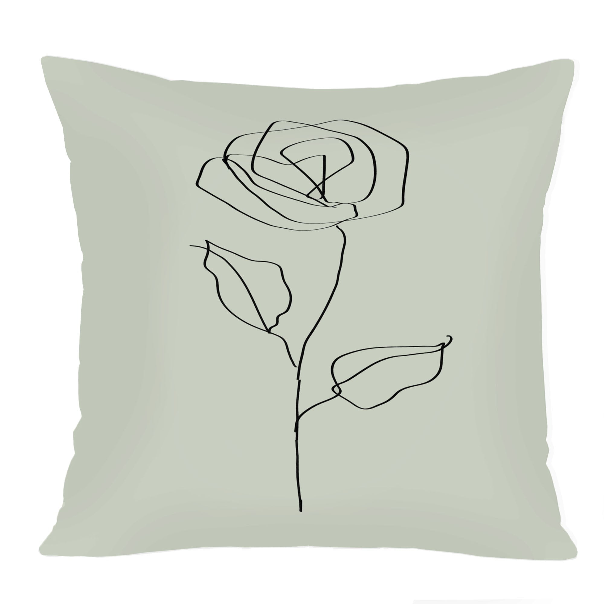 Ethan Taylor Floral Throw Pillow Soft Cushion Cover 'Rose Line Art Sage ...