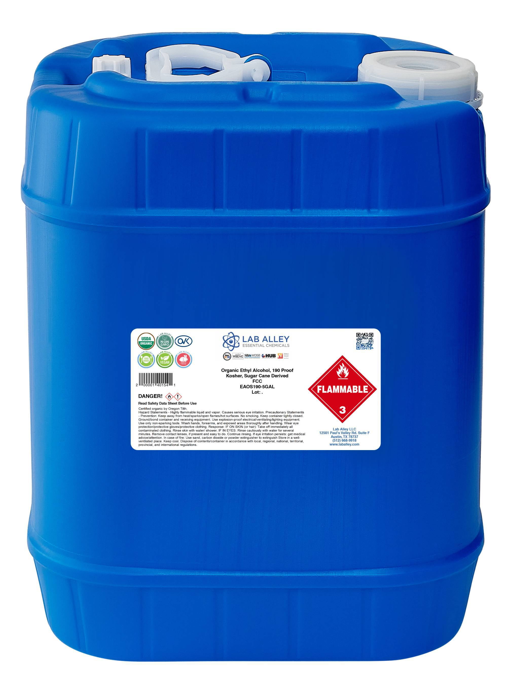 Ethanol 190 Proof (95%) Organic/Vegan Sugar Cane Alcohol, FCC Food ...