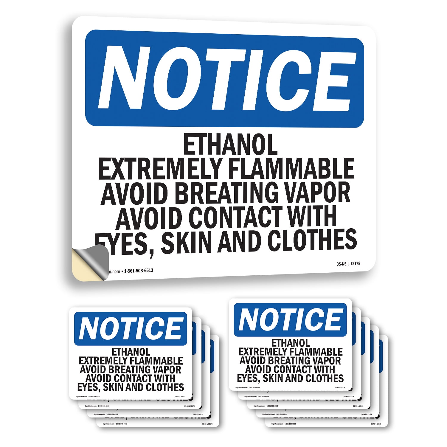 Ethanol Extremely Flammable Avoid Breathing OSHA Notice Vinyl Decal ...
