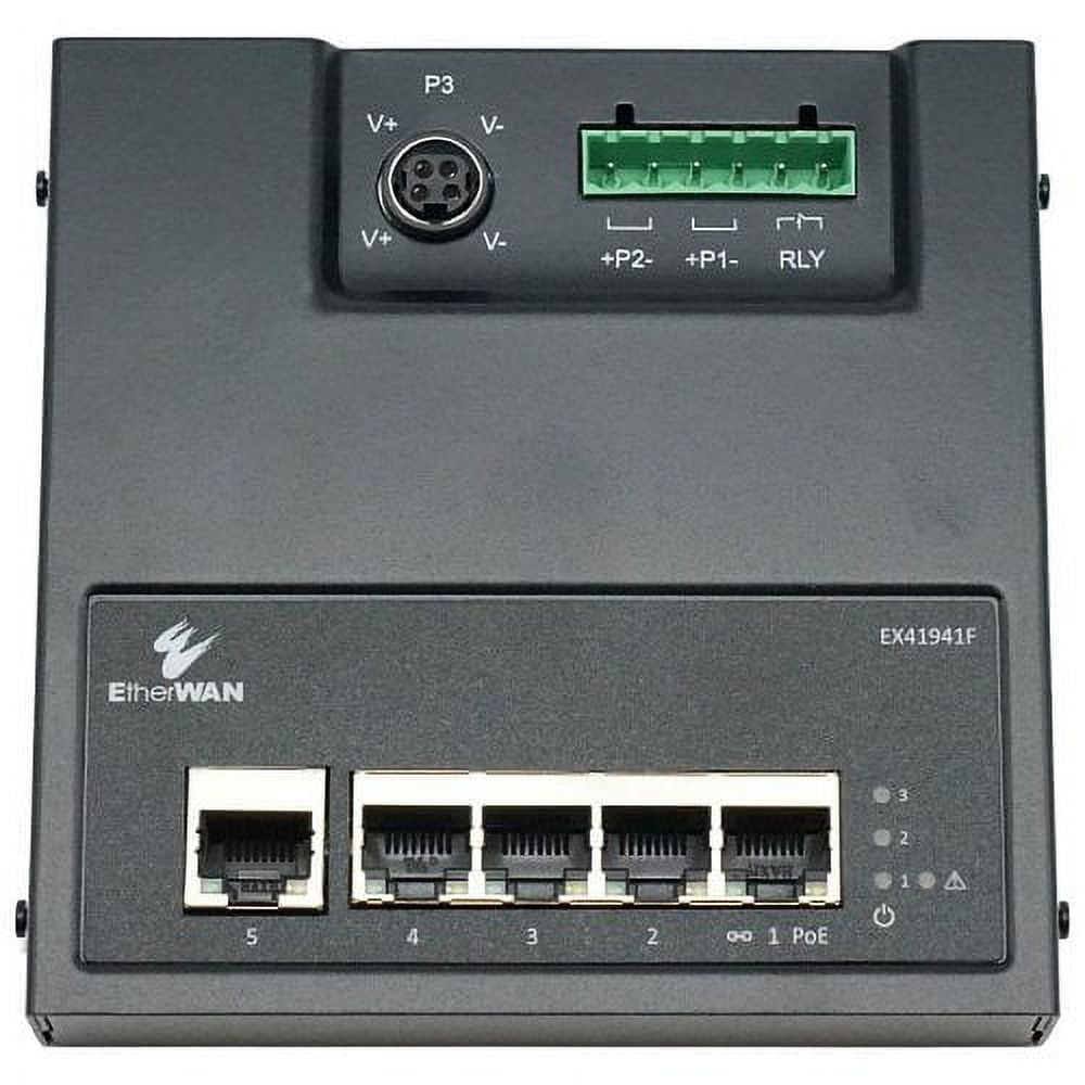 EtherWAN EX41941F 4-Port Gigabit PoE, 1-Port Gigabit RJ45 Hardened ...