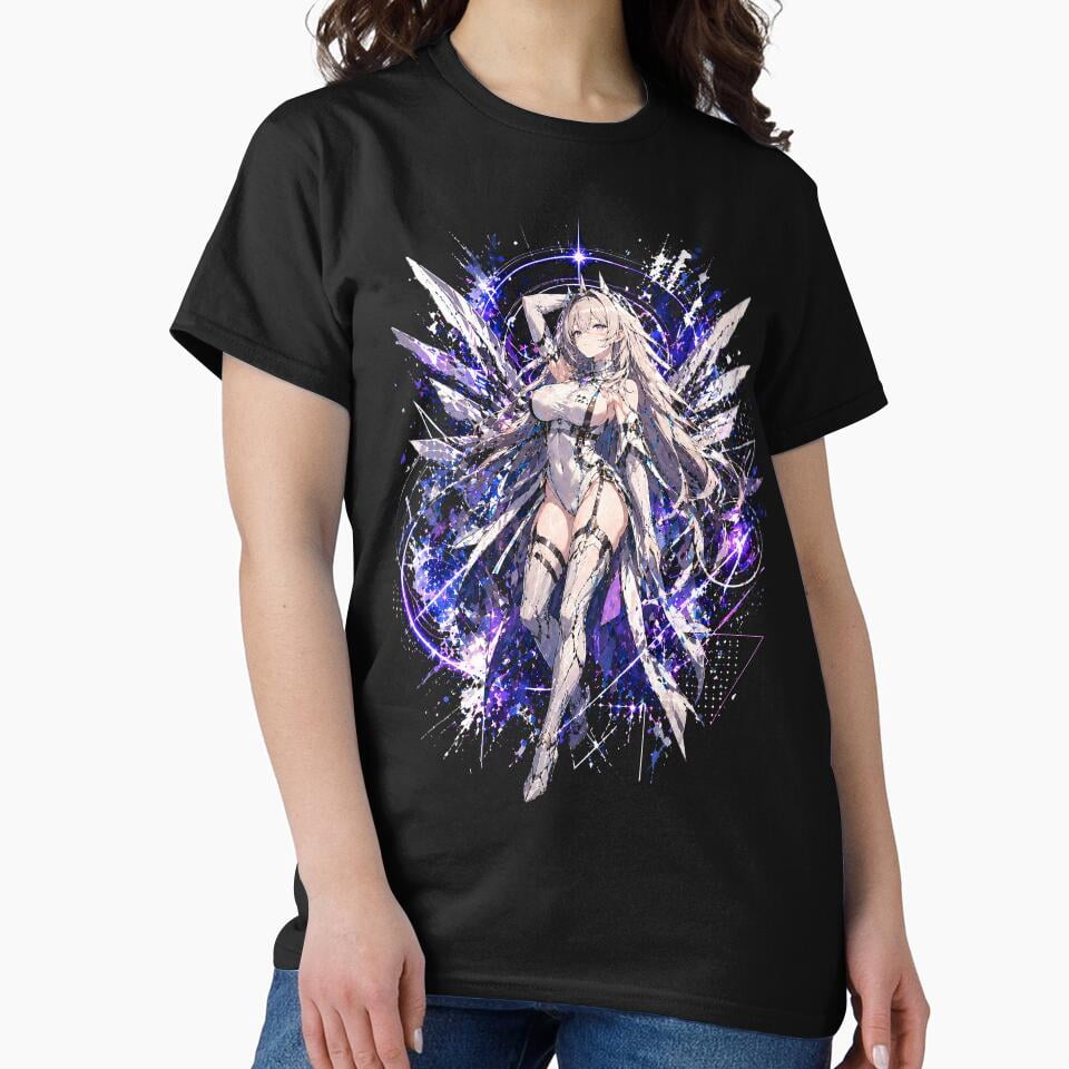 Ethereal Anime Angelic Warrior Woman T-Shirt - Fantasy Art Print H185 ...