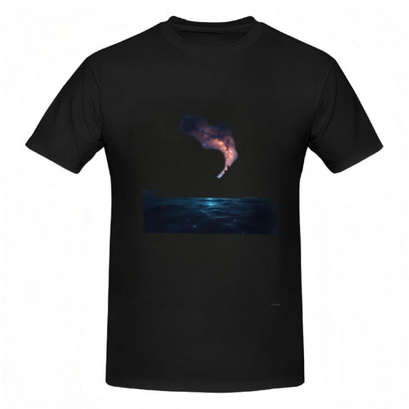 Ethereal Cosmic Whale T-Shirt - Black Cotton Tee with Starry Ocean ...