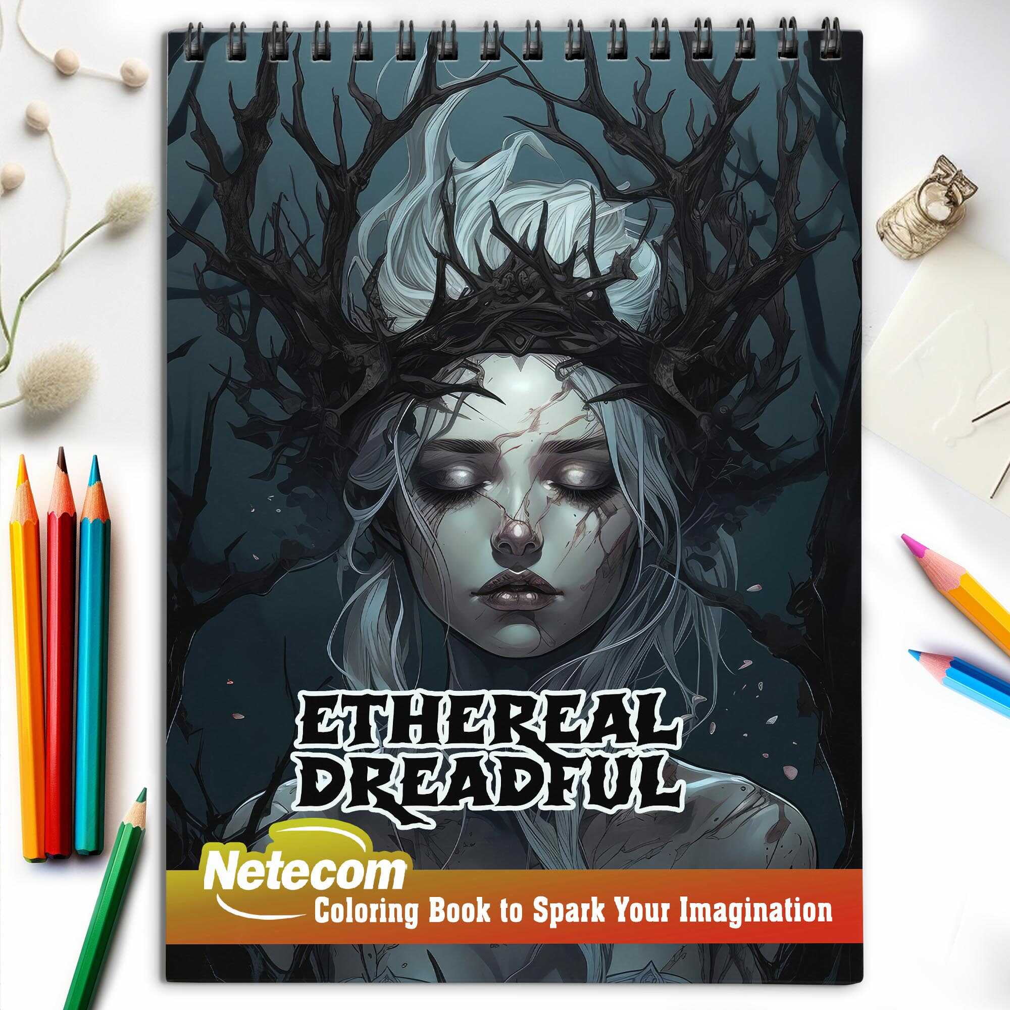 Ethereal Dreadful Spiral Bound Coloring Book, Unveil the Mysterious ...