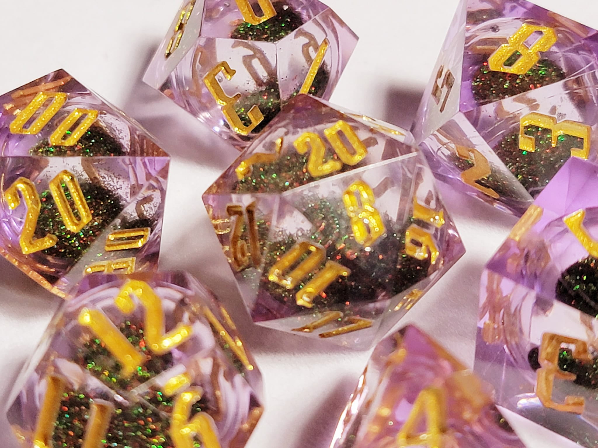 Ethereal Emerald Liquid Core Resin DnD Dice Set | Dungeons and Dragons ...