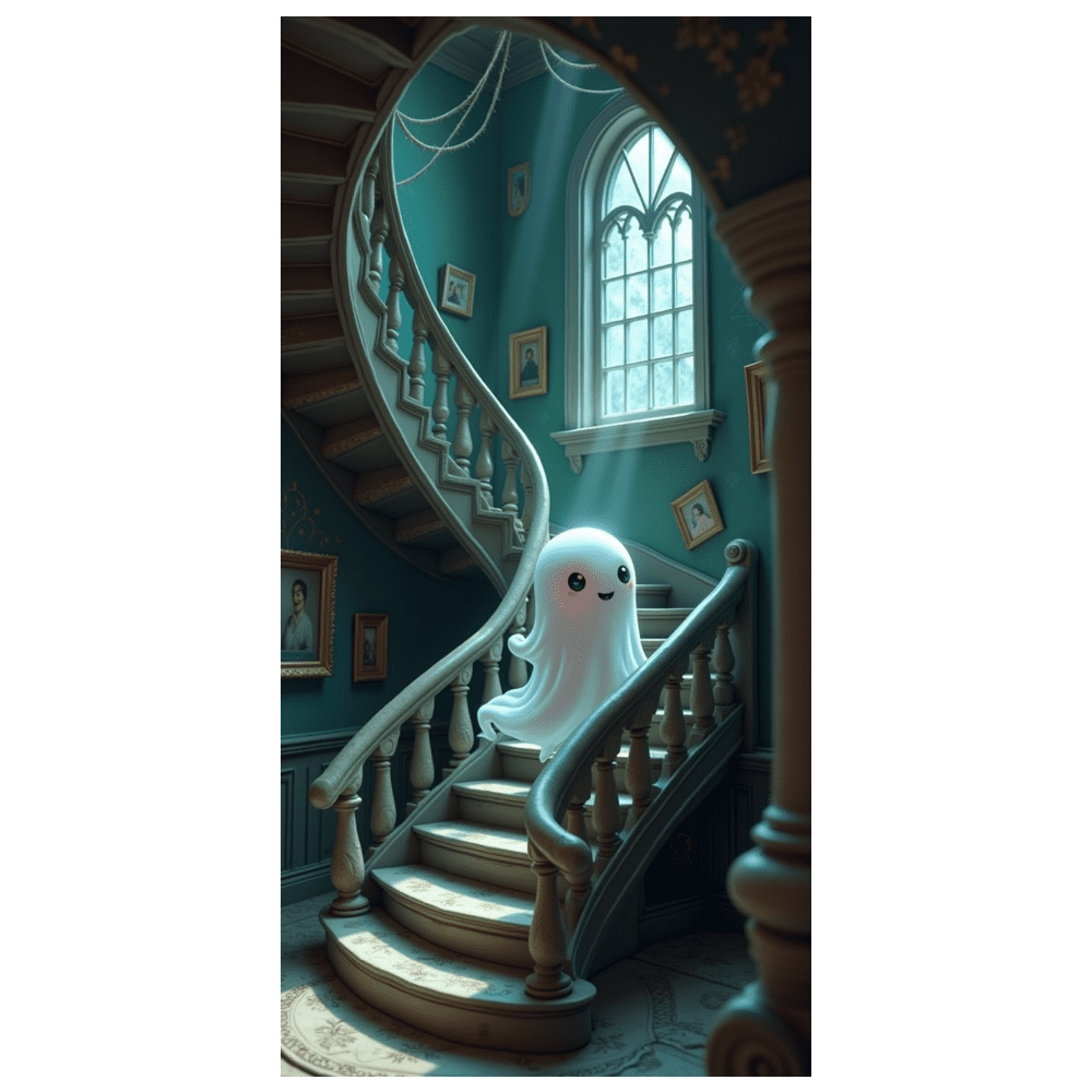 Ethereal Ghostly Figure Banner Staircase Backdrop Enchanted Gothic ...