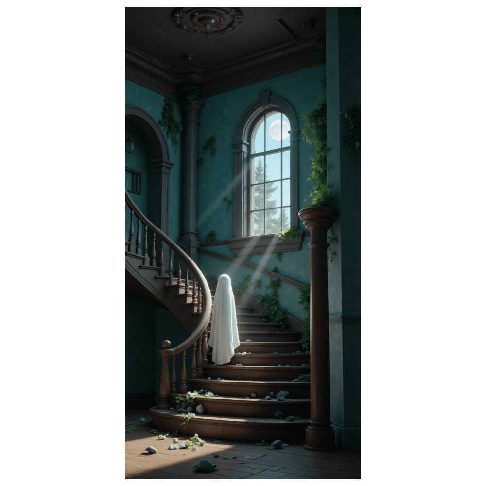 Ethereal Ghostly Figure Banner Staircase Backdrop Enchanted Gothic ...