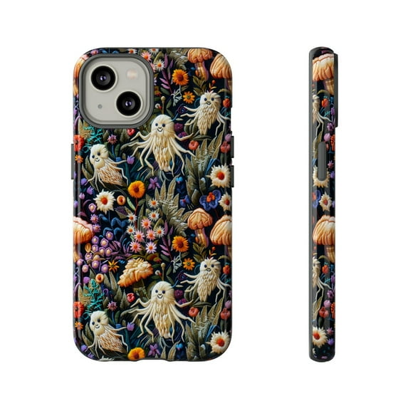 Ethereal Ghosts in Bloom Floral 3D Embroidery Look iPhone Case 17 16 15 ...