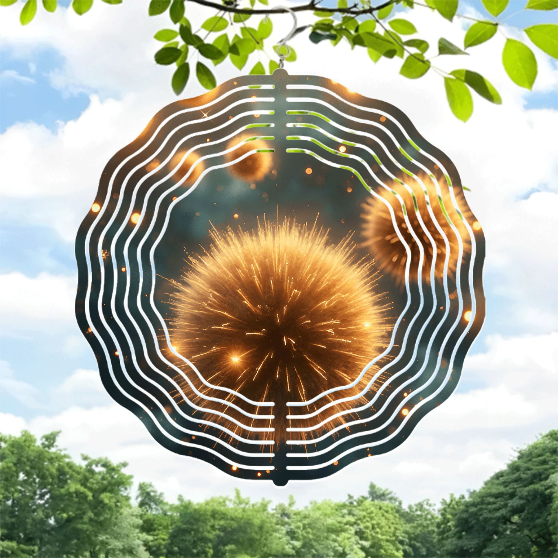 Ethereal Golden Metal Wind Spinner - Magical Garden Decor with Radiant ...