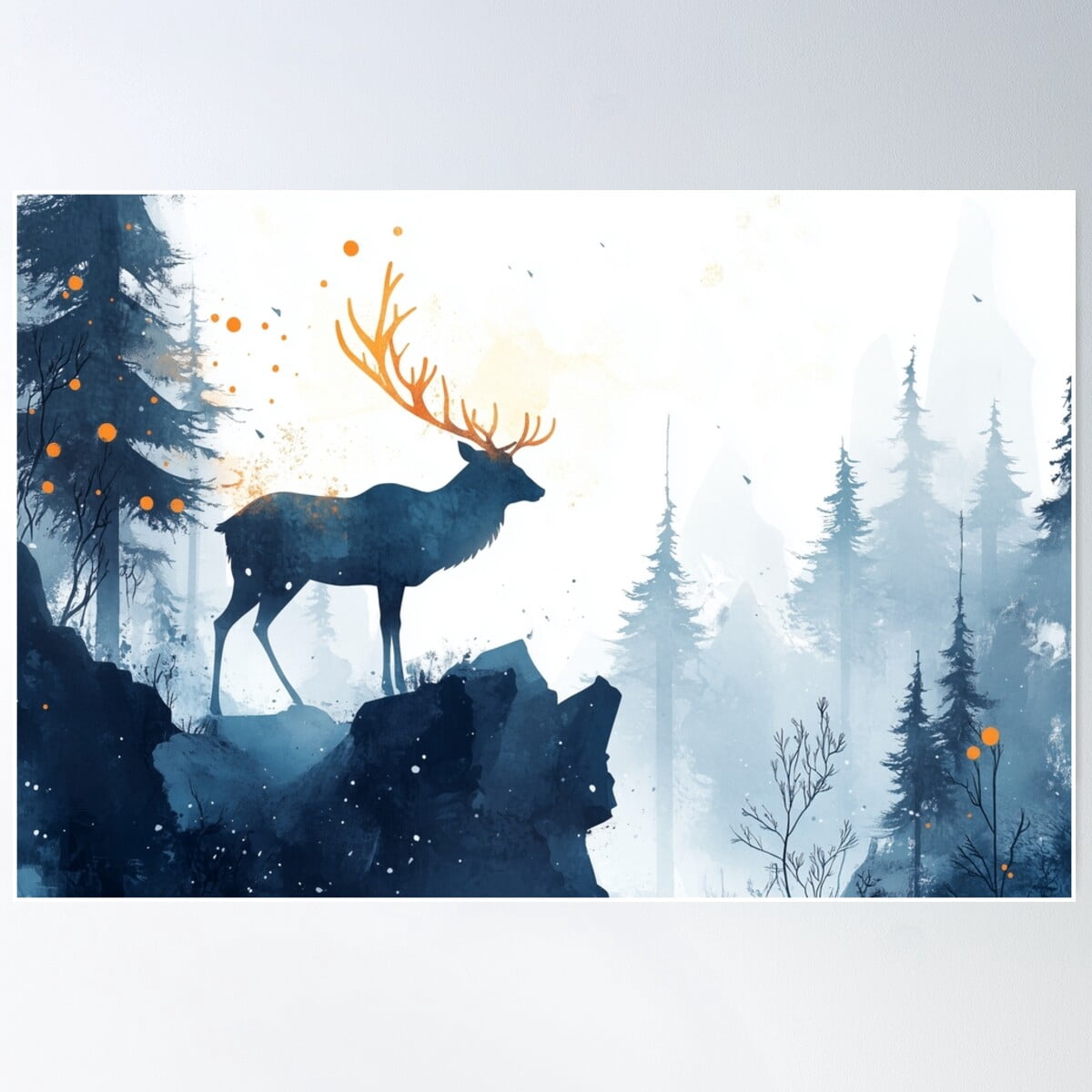 Ethereal Guardian - Spirit Stag Of The Misty Forest Poster Wall Art ...