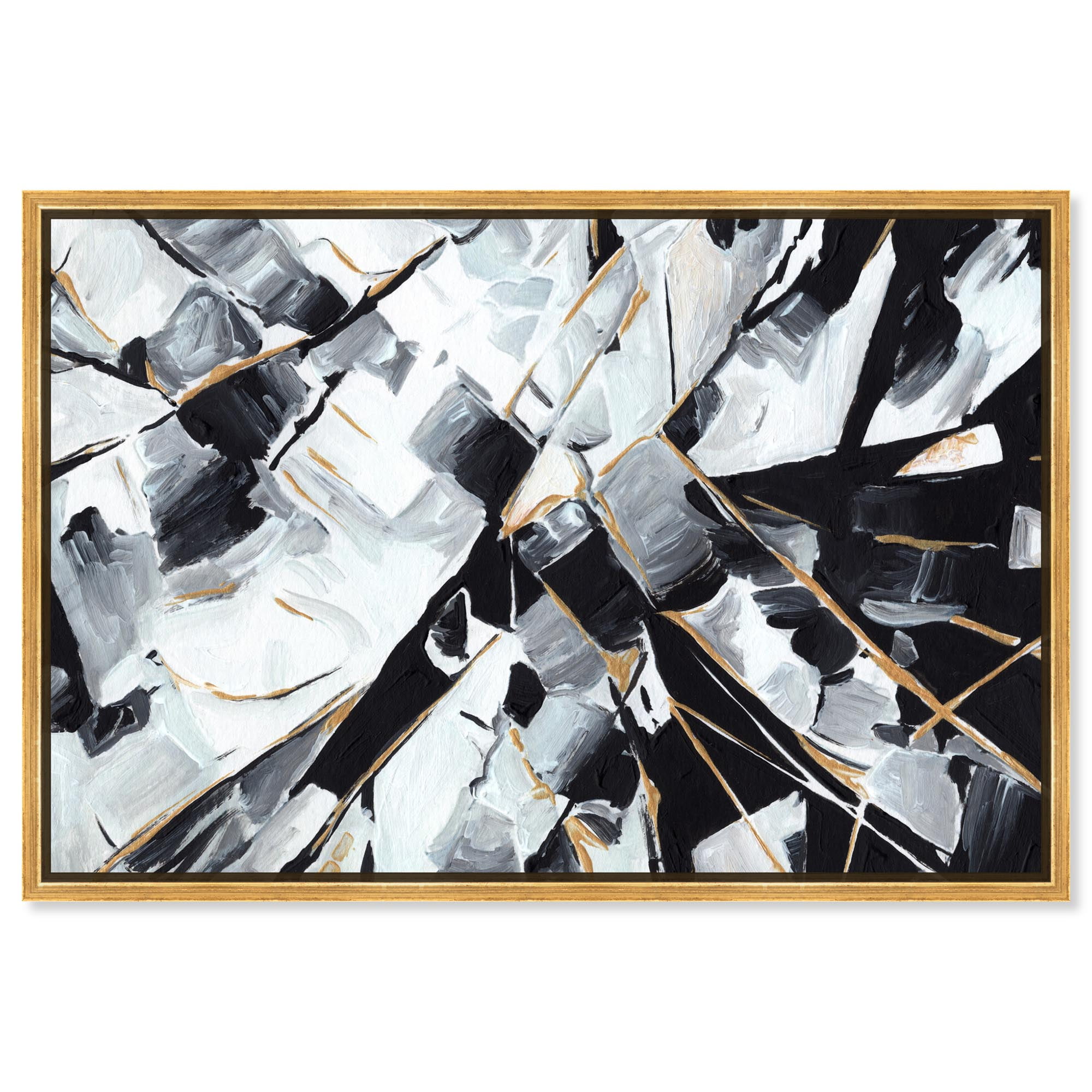 Ethereal Lines Canvas Black and White Art by Art Remedy, Gold Frame, 45 ...