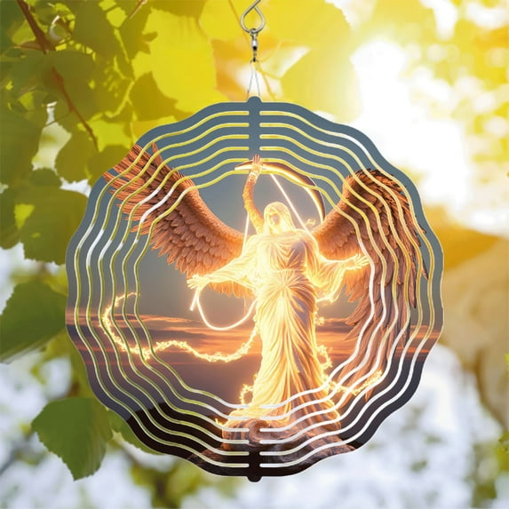 Ethereal Metal Hanging Wind Spinner with Radiant Wave Patterns ...
