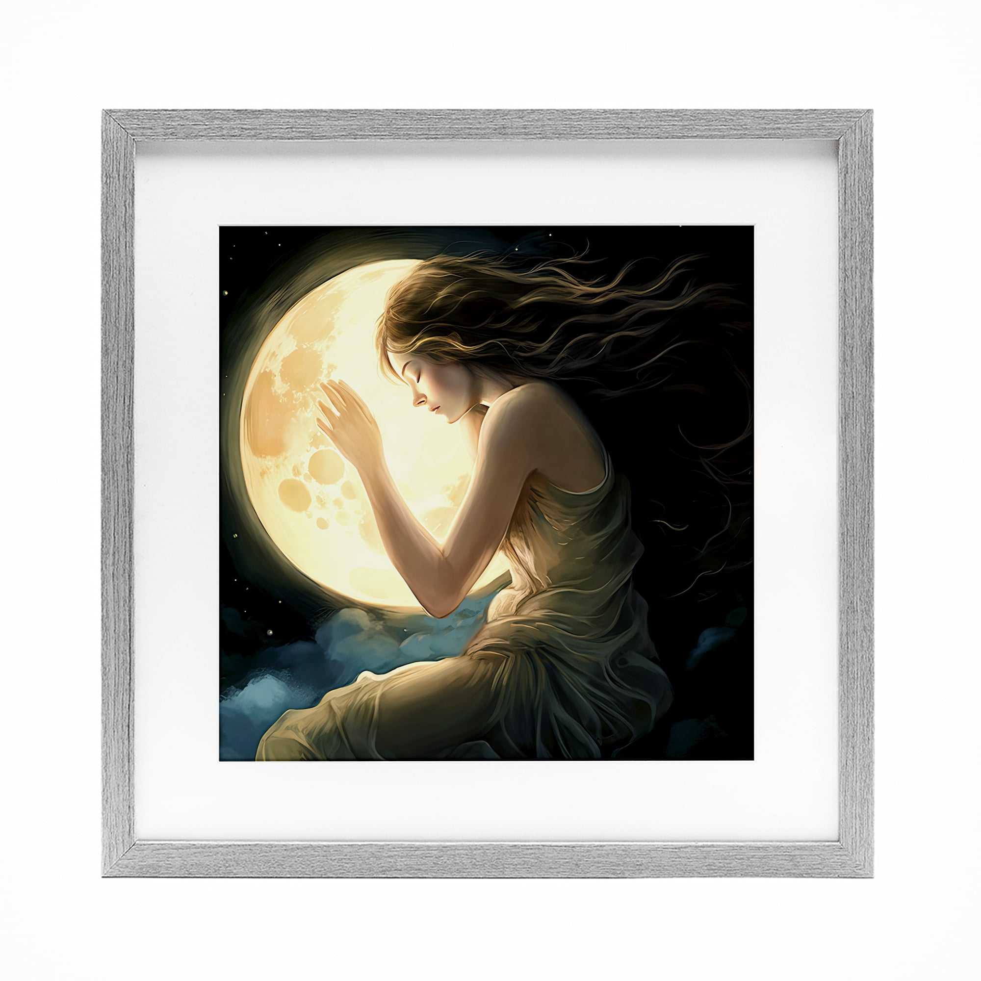 Ethereal Moon Love Gray Framed Print Under Glass, design by Sasha ...