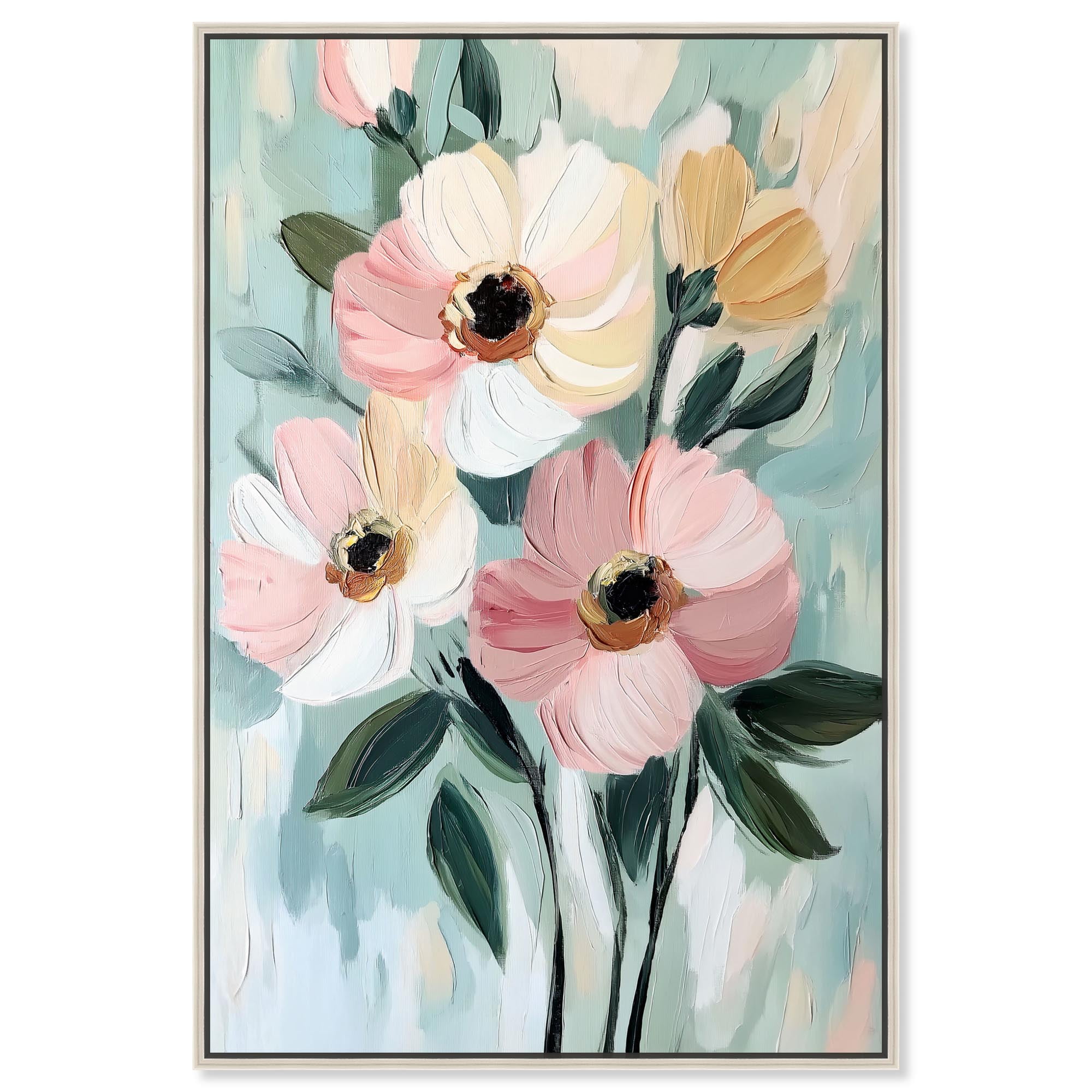 Ethereal Petal Glow I Canvas Pastel Floral Art by Art Remedy, Silver Frame, 16" x 24" - Walmart.com