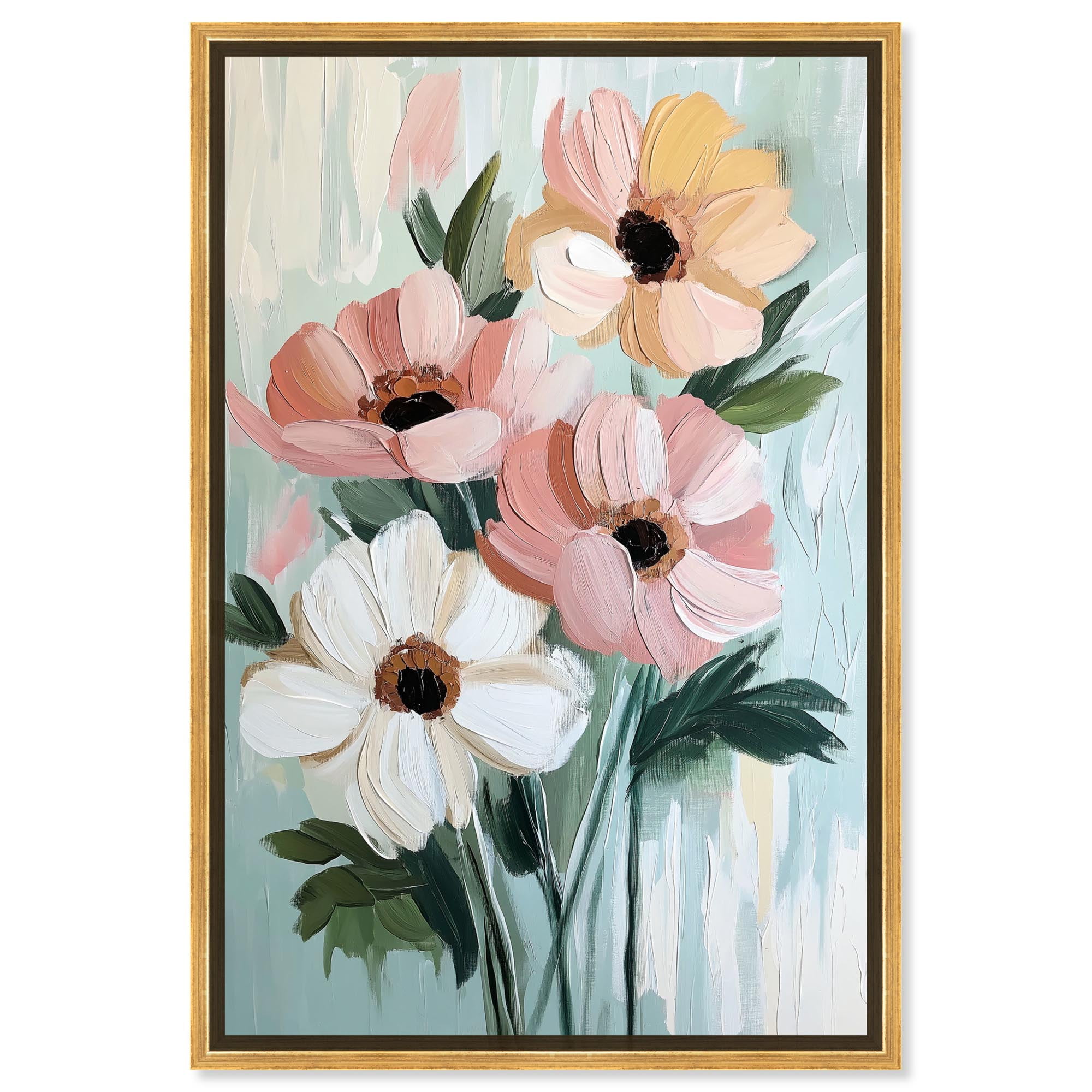 Ethereal Petal Glow II Canvas Pastel Floral Art by Art Remedy, Gold Frame, 10" x 15" - Walmart.com