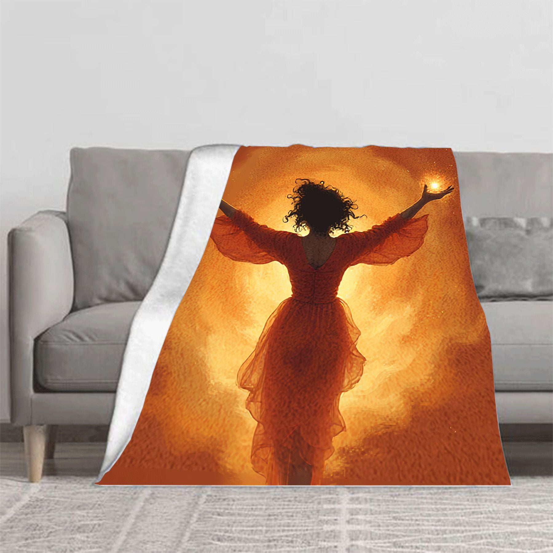 Ethereal Red Dress Silhouette Flannel Blanket - Soft Cozy Durable ...