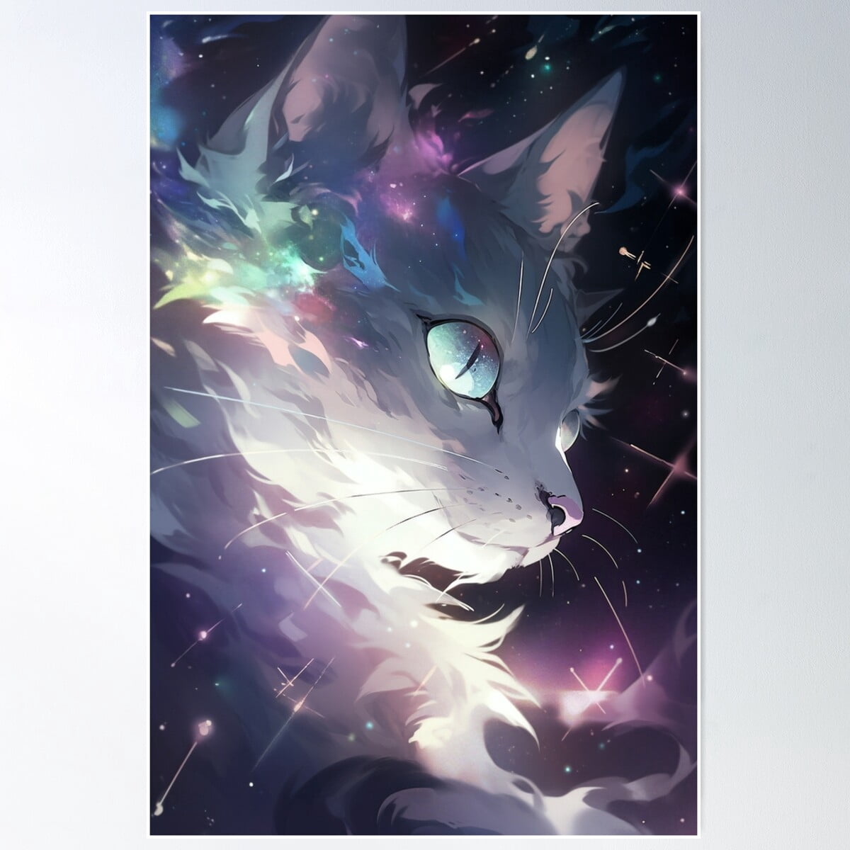 Ethereal Space Cat Poster Wall Art Modern Wall Decor For Living Room ...