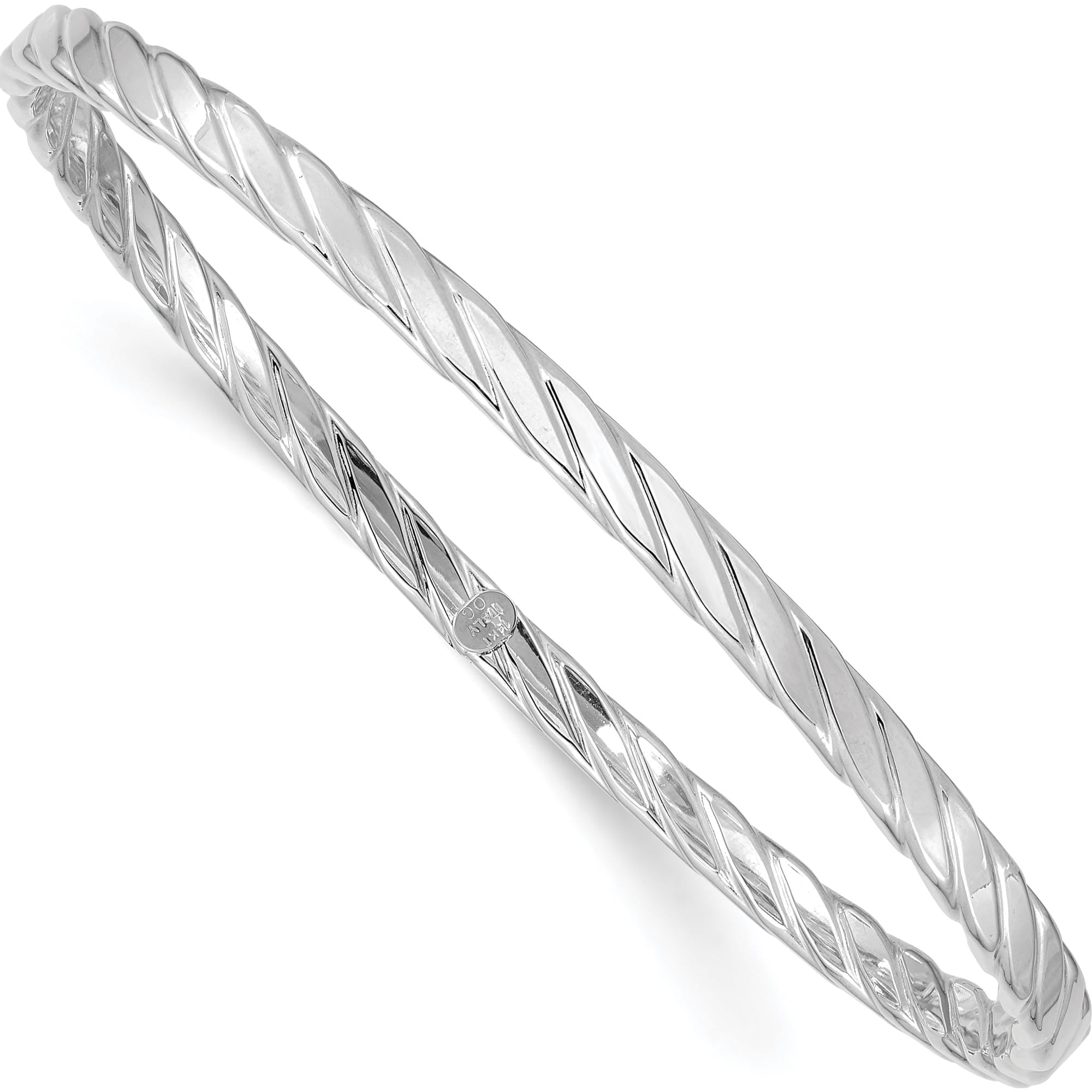 Ethereal Stylish Inspired 14K White Gold 4mm Textured Twist Slip-on ...