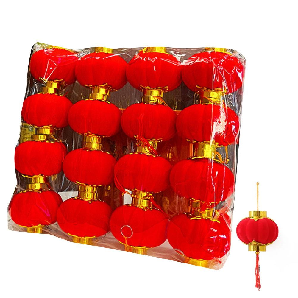EtherealEdge Flocking Ball Small Red Lantern Festival Decoration ...