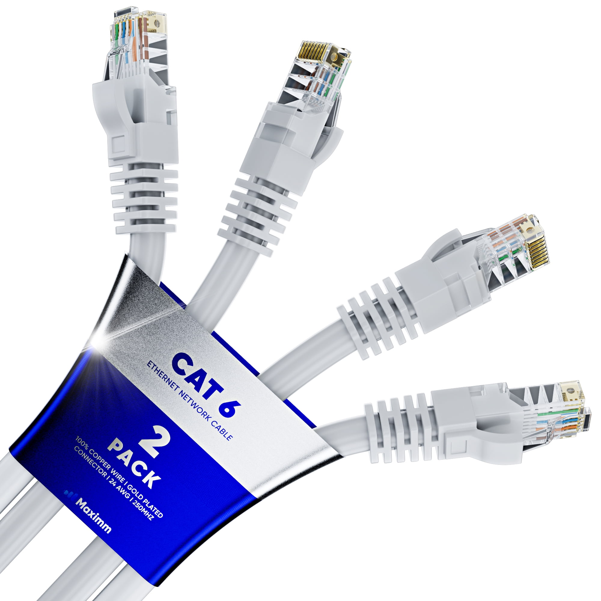 Ethernet Cable, 10 Feet. Cat 6 (2 Pack) High Speed LAN Network ...