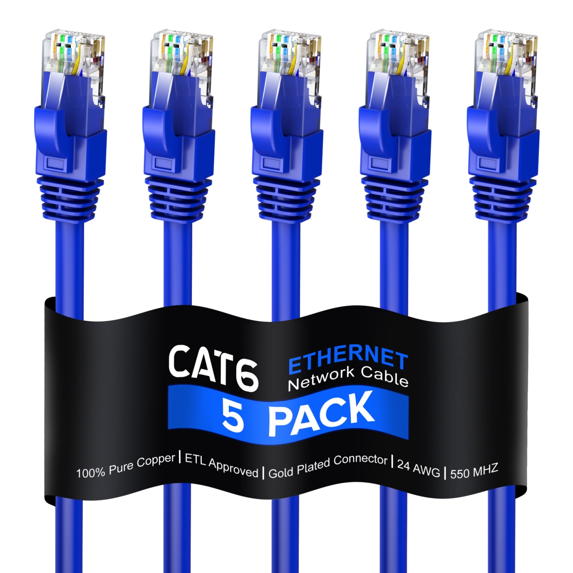 Ethernet Cable 10ft Cat 6 Pure Copper, UL Listed, LAN UTP Cat6, RJ45 ...