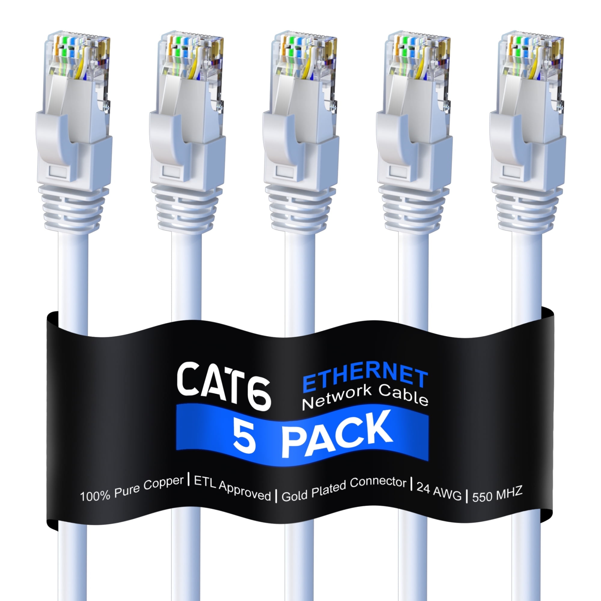Ethernet Cable 20ft Cat 6 Pure Copper, UL Listed, LAN UTP Cat6, RJ45 ...