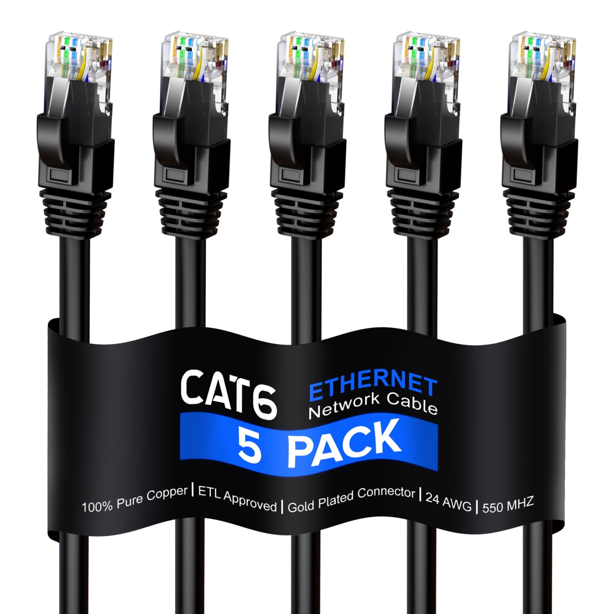 Ethernet Cable 25ft Cat 6 Pure Copper, UL Listed, LAN UTP Cat6, RJ45 ...