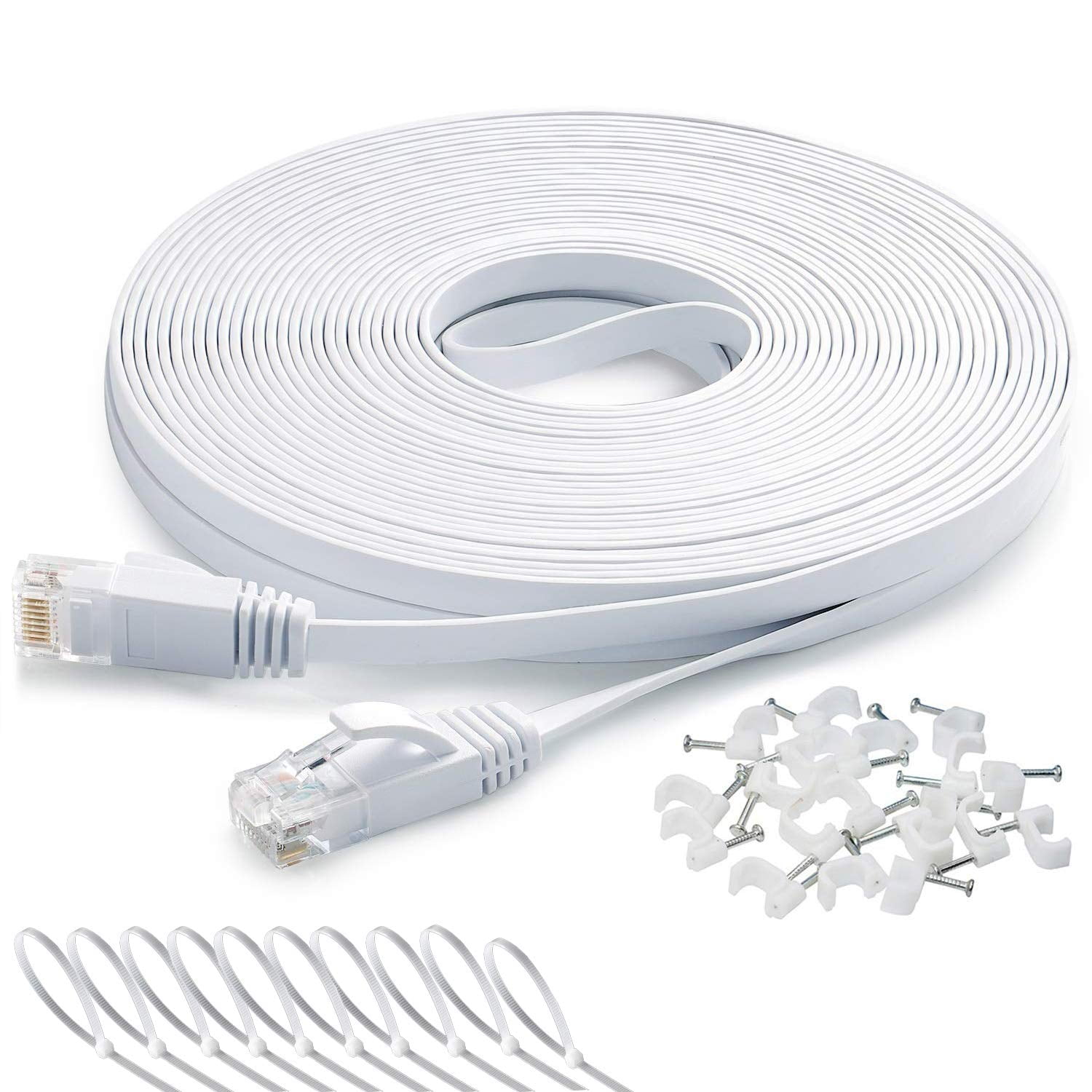 Ethernet Cable 50 ft, Cat 6 LAN Cable Ethernet Cord, Slim Long Flat ...
