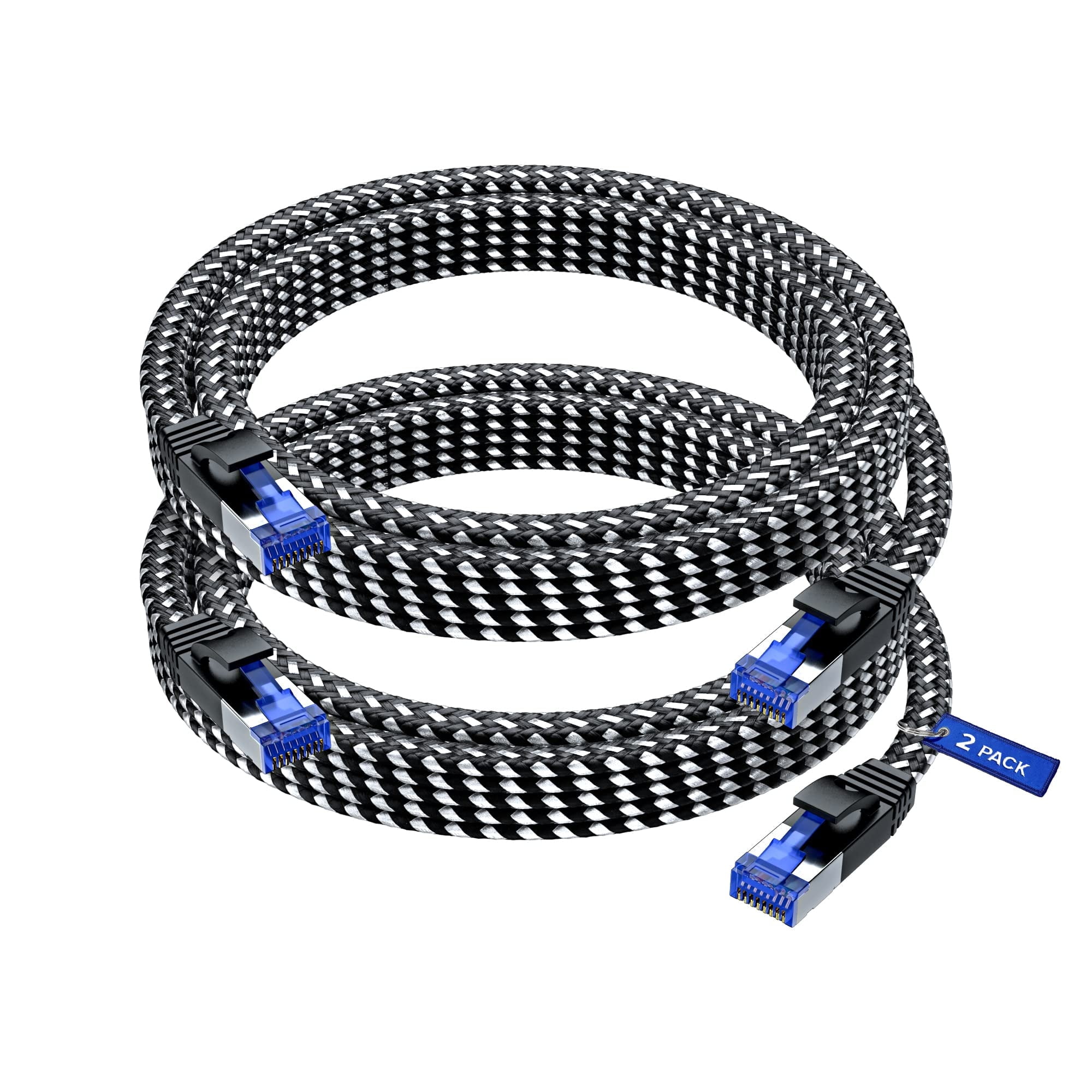 Ethernet Cable Cat 7, 15 ft, 2 Pack,Easy-Hide Flat Super-Durable Black ...