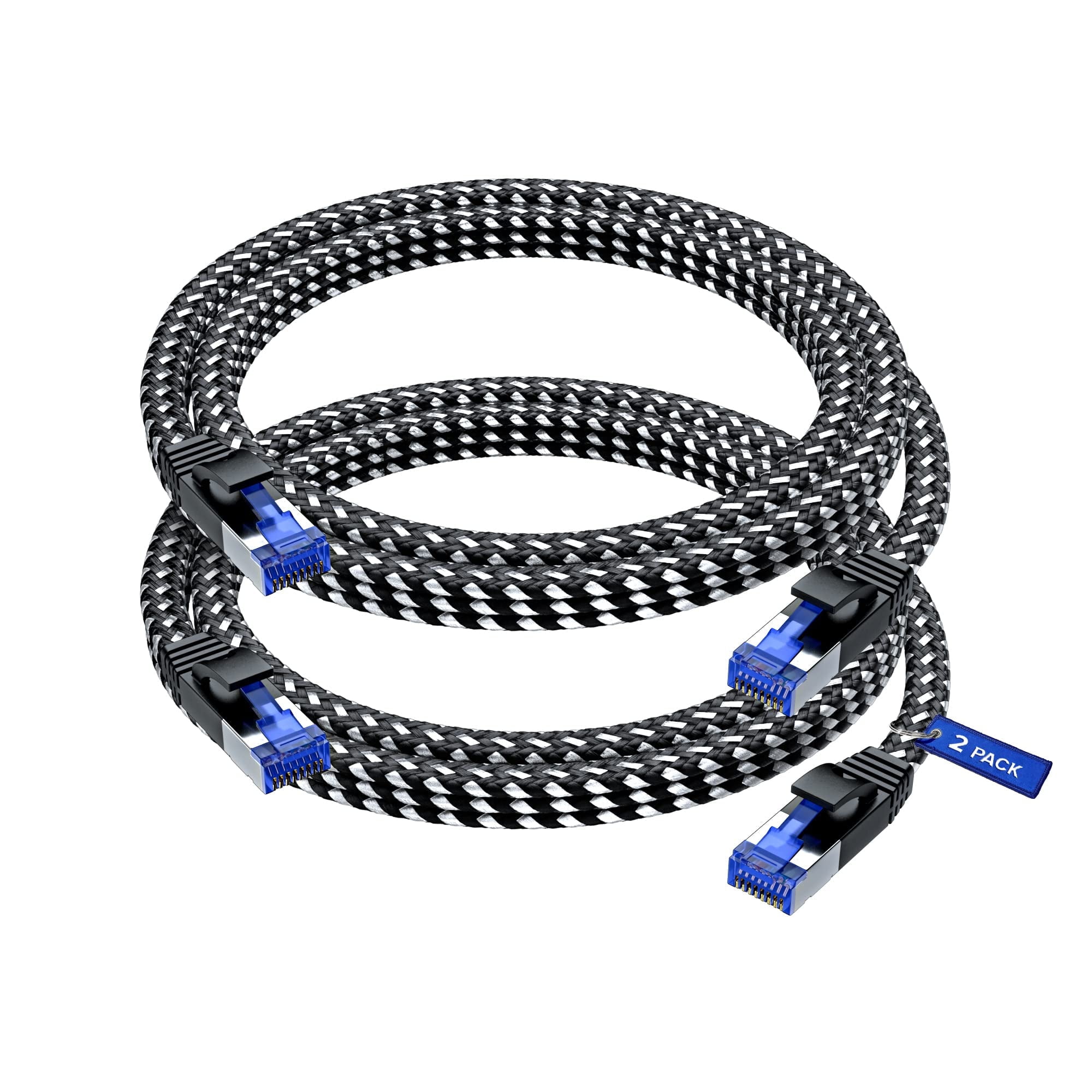 Ethernet Cable Cat 7, 6 ft, 2 Pack,Easy-Hide Flat Super-Durable Black ...