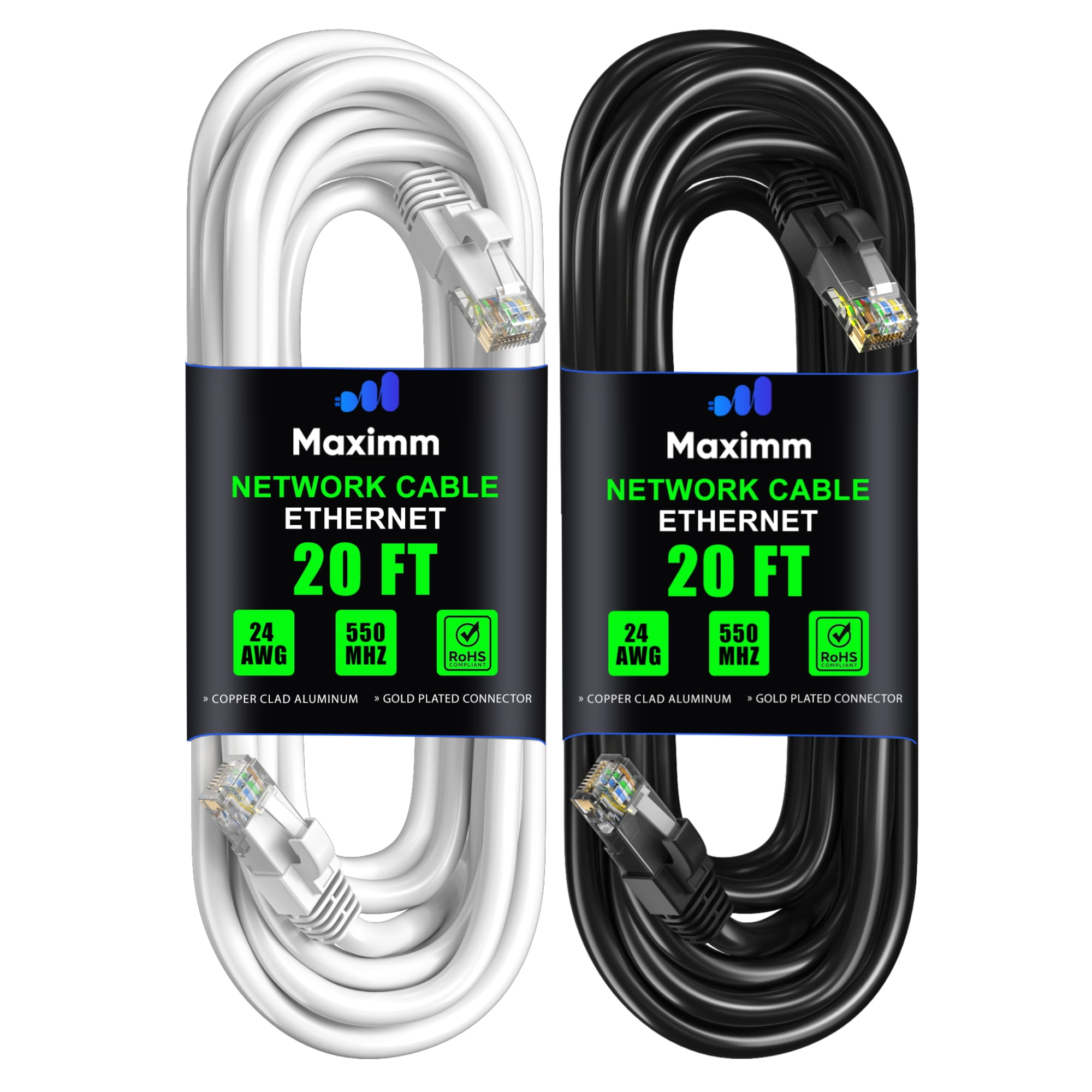 Ethernet Cable & Cat6 Network Cable, 20 ft, Multi Color LAN Rj45 ...