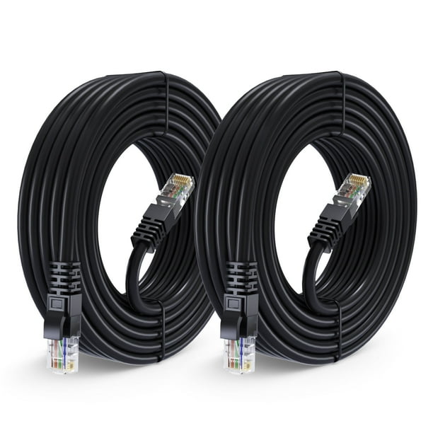 Ethernet Cable & Cat6 Network Cable, 25 ft, Black LAN Rj45 Internet ...