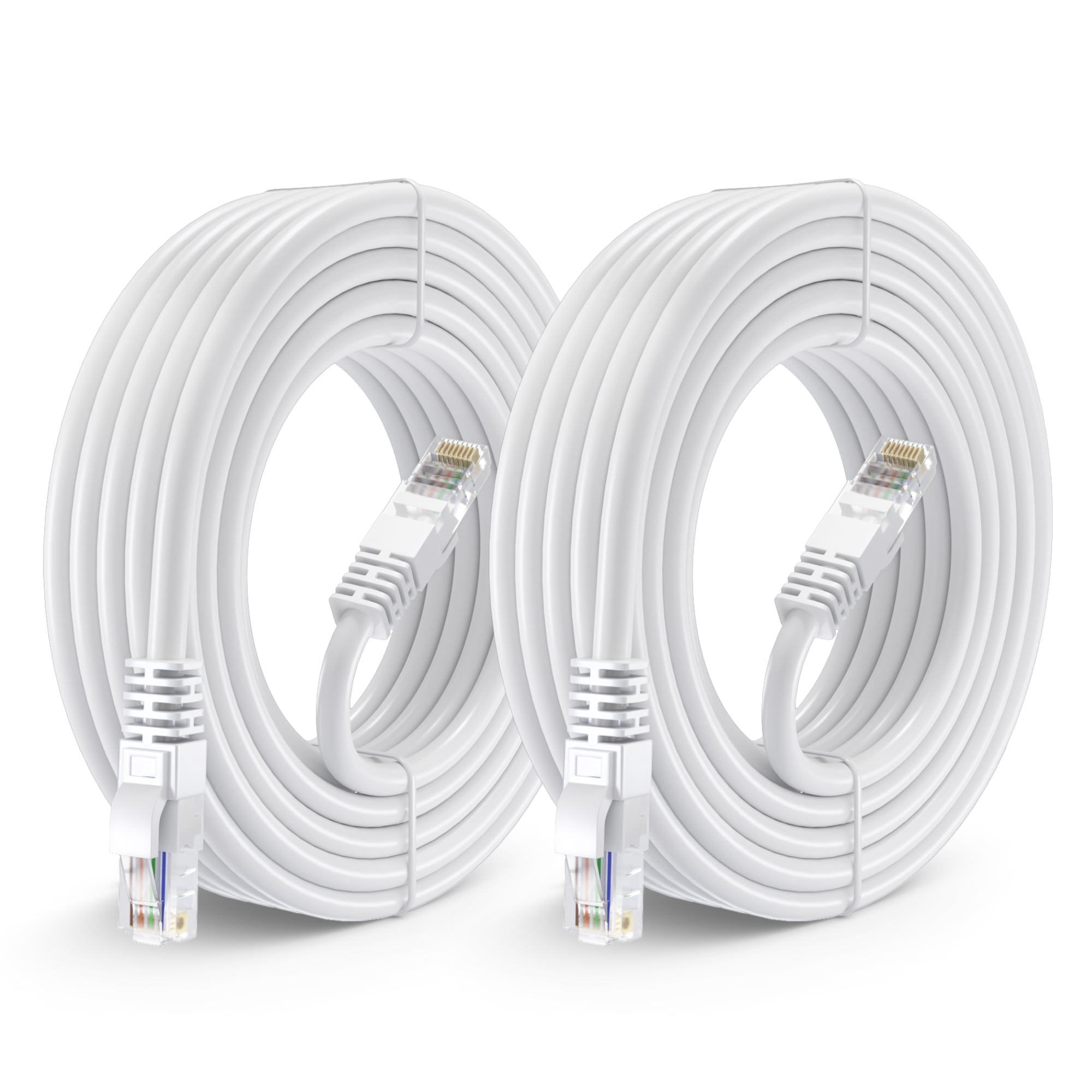 Ethernet Cable & Cat6 Network Cable, 25 ft, White LAN Rj45 Internet ...