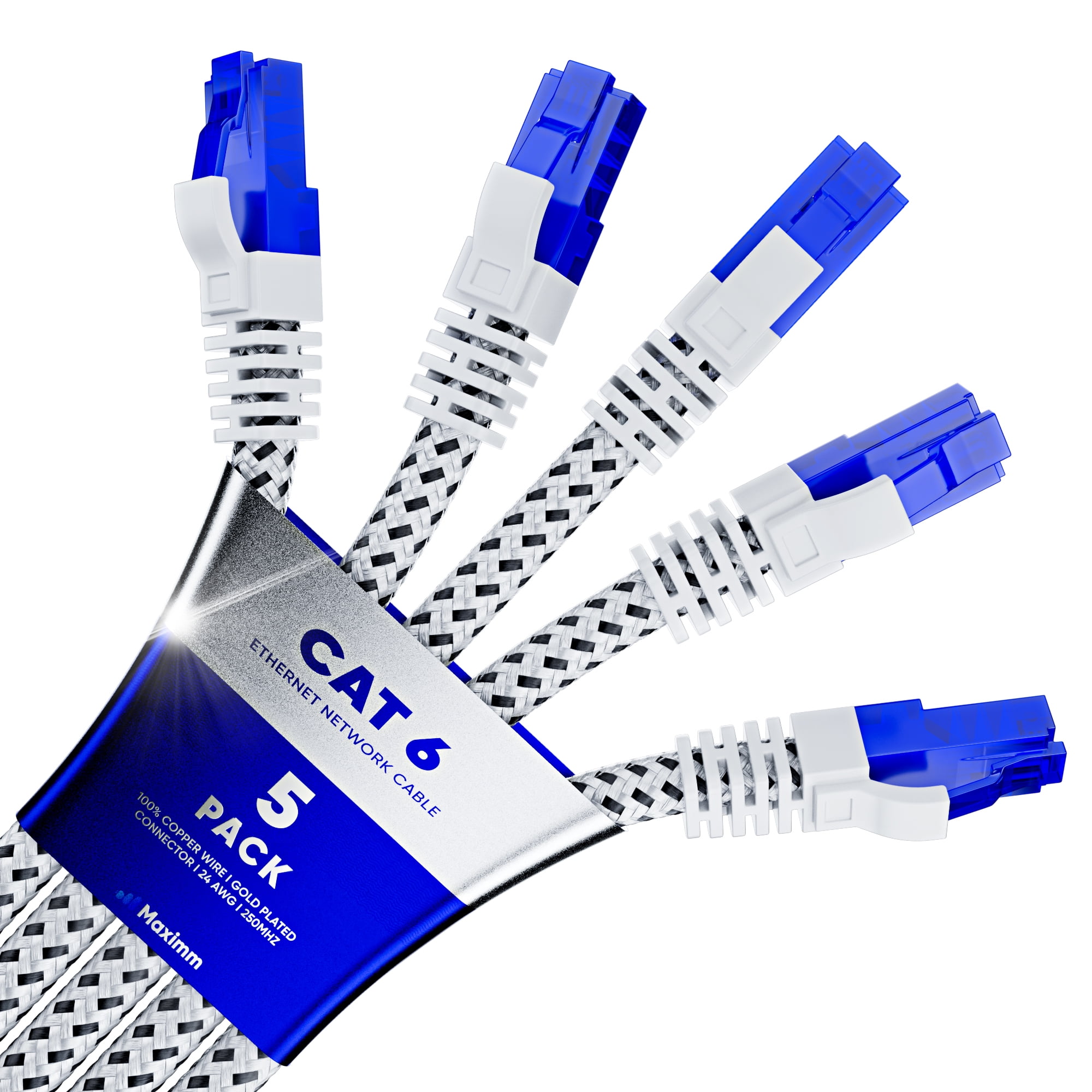 Ethernet Cable & Cat6 Network Cable,3 ft, Super-Durable Black and White ...